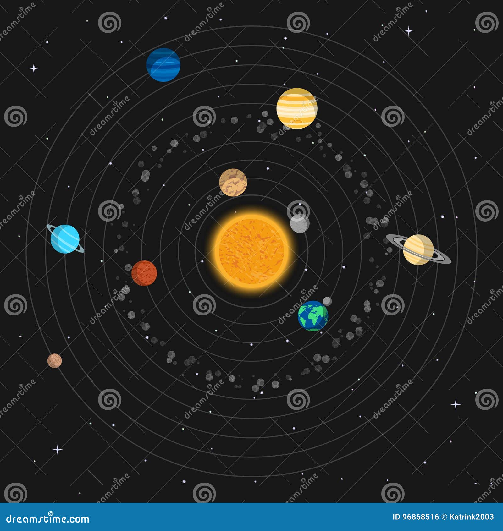 Solar System on a Background of Space Stock Vector - Illustration of ...