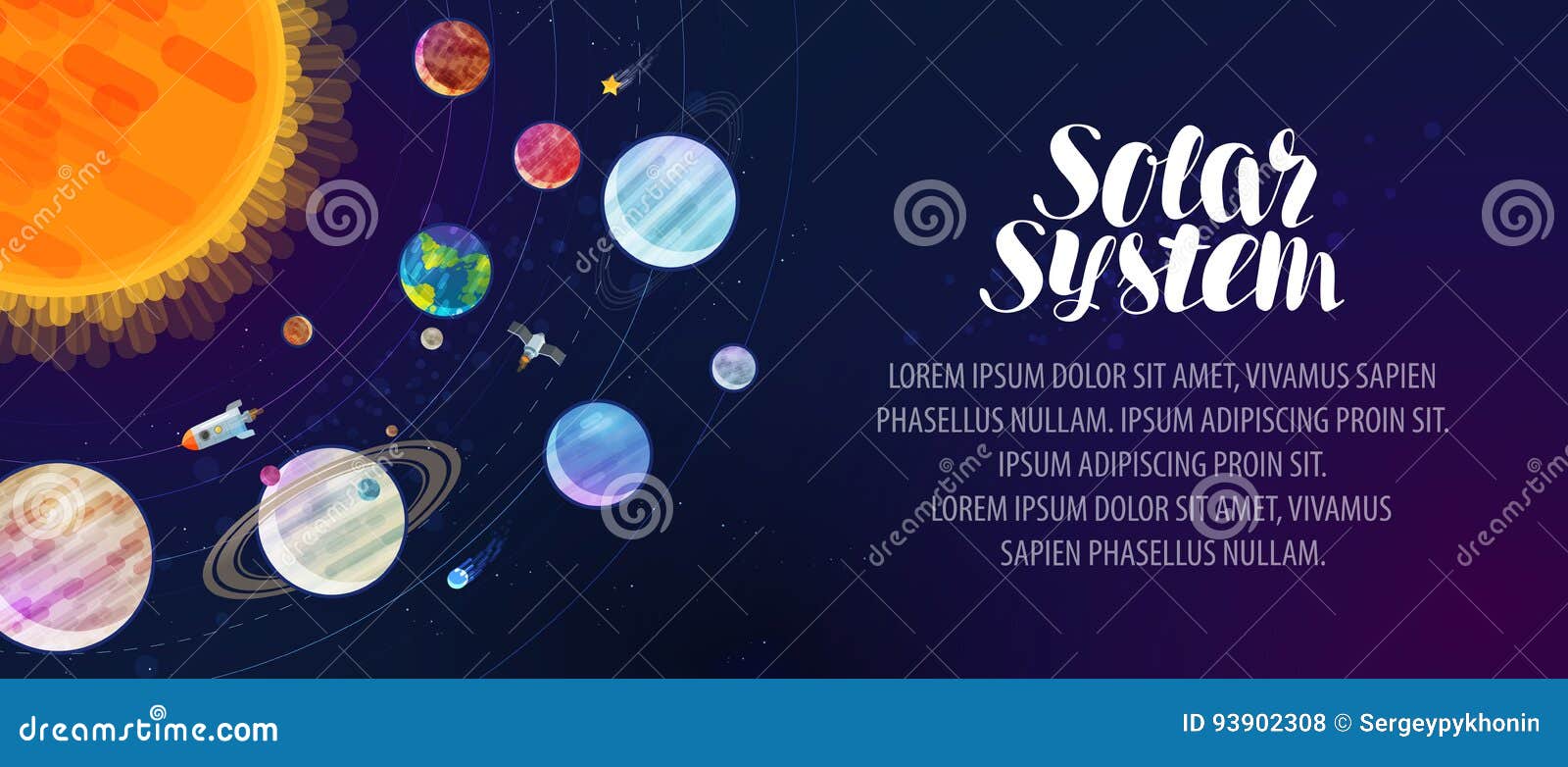 Solar System, Banner. Space, Sun, Planets, Comets, Stars and ...