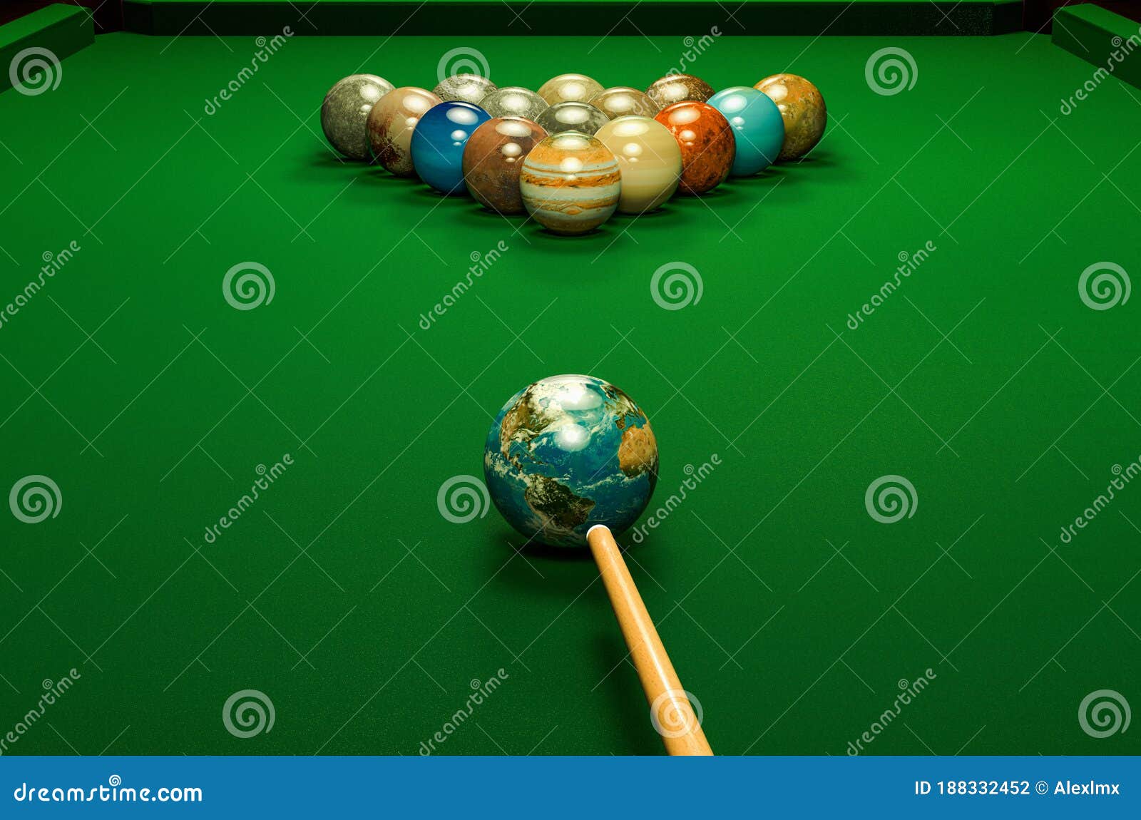 3d Rendering Of A Billiards Table With Two Cue Sticks And A Rack With ...