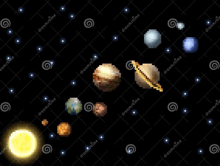 Solar System 8 Bit Arcade Video Game Pixel Art Stock Vector ...
