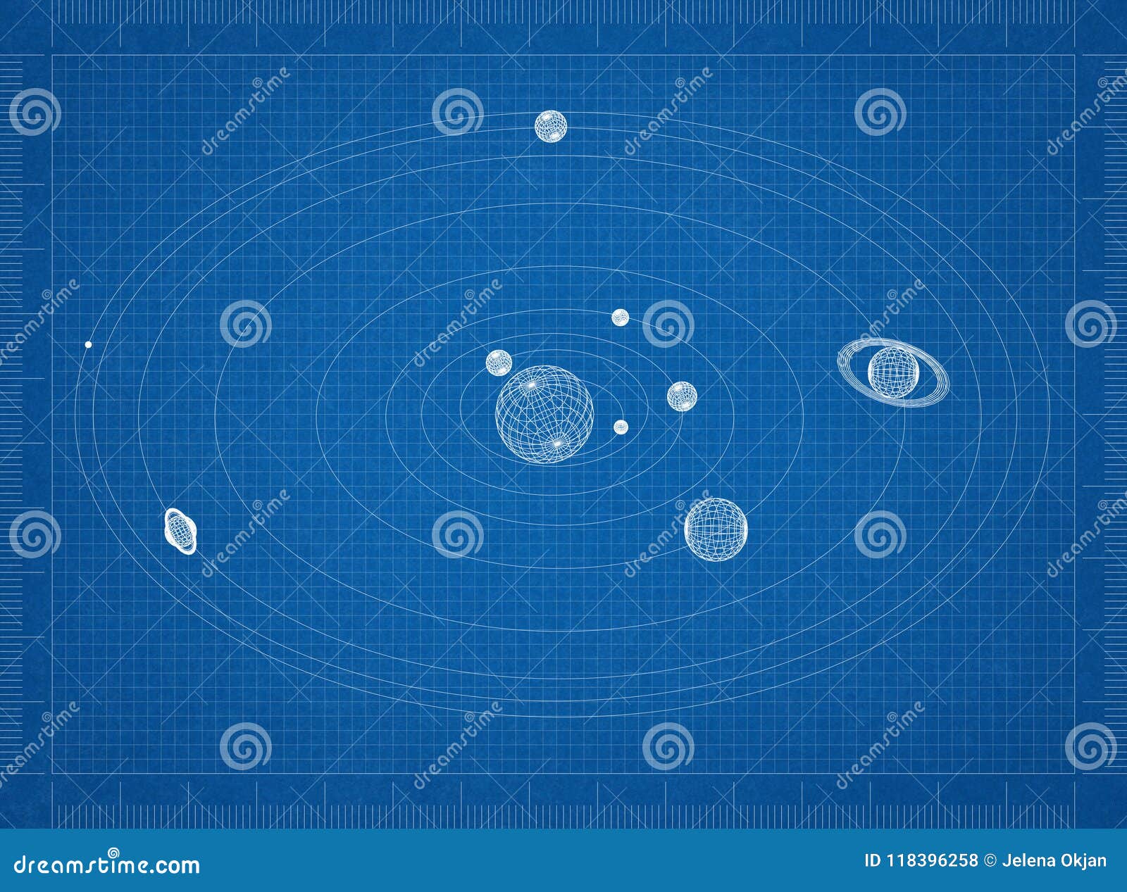 Solar System Blueprint stock illustration. Illustration of galaxy ...