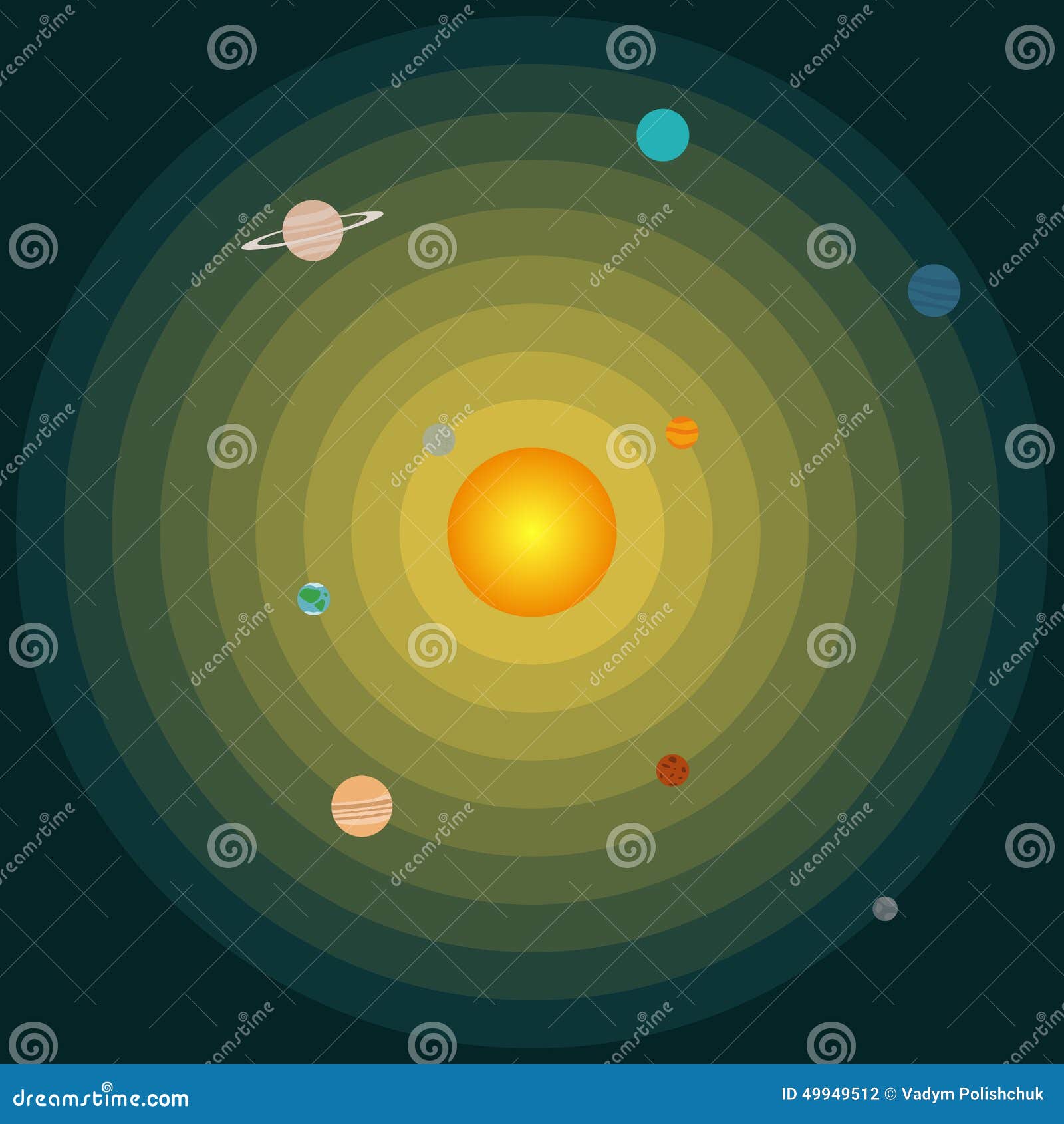 Solar System in Cartoon Style Stock Vector - Illustration of system ...