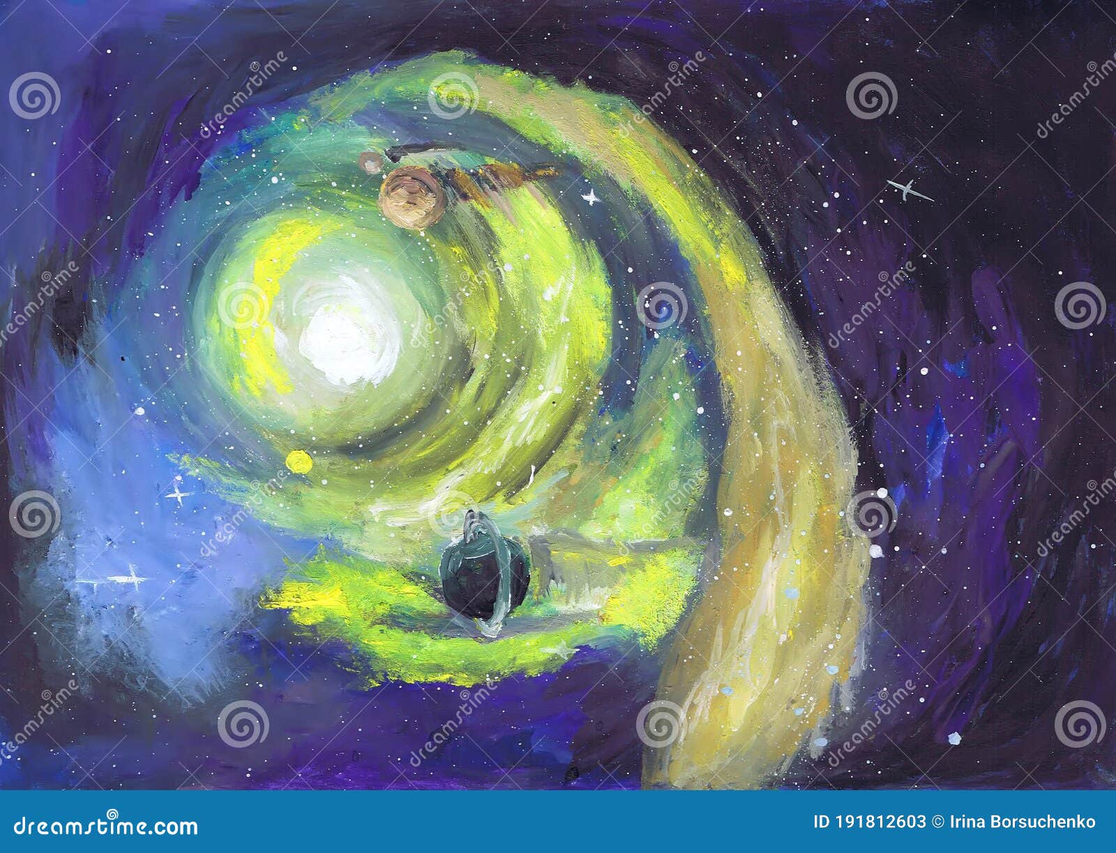 Cosmic Drawing: Stylized Solar System, Orbits, Planets, Space Structure ...