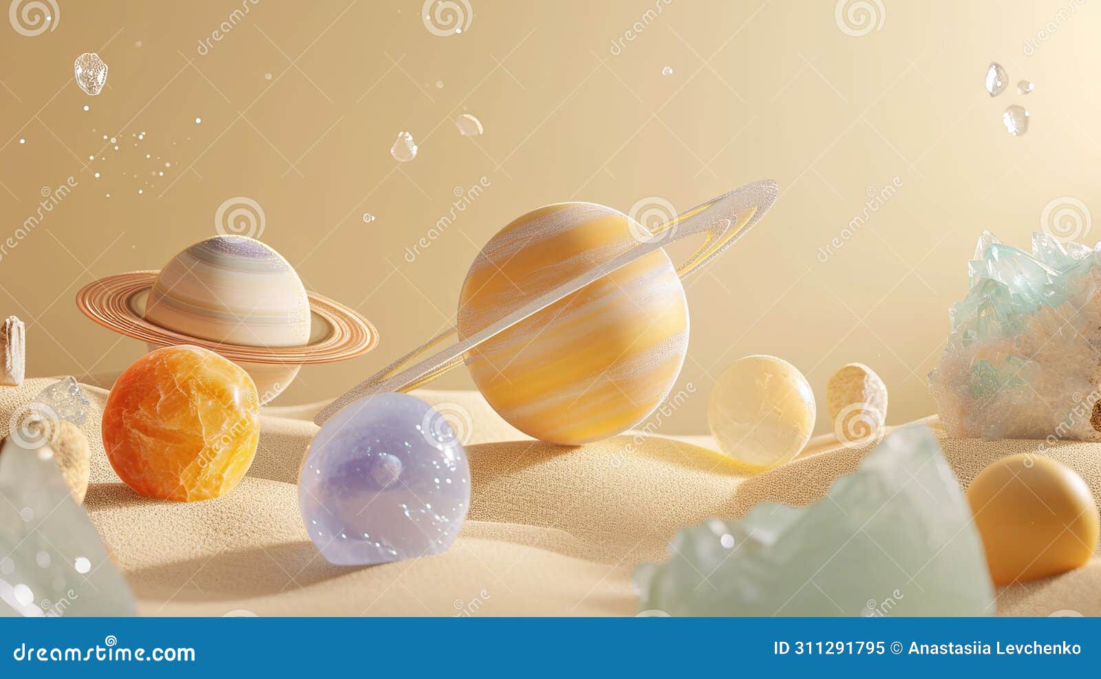 Solar System from Crystals on Beige Background Stock Illustration ...