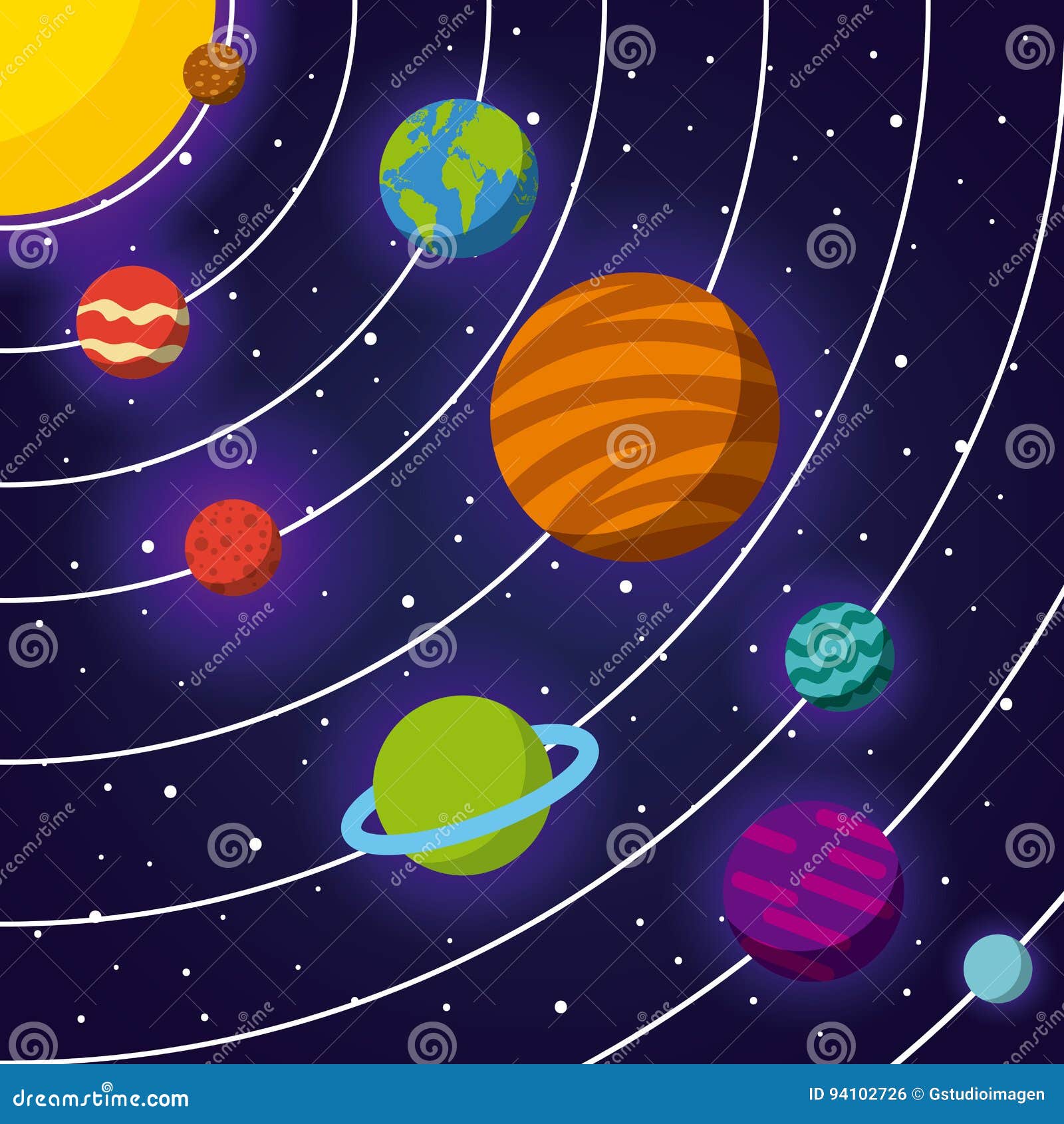 Solar system flat stock vector. Illustration of background - 94102726
