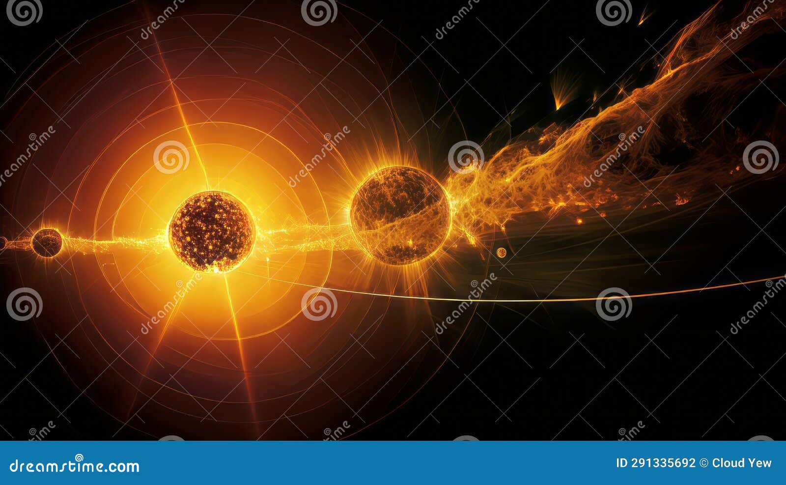 Solar System with Four Planets Stock Illustration - Illustration of ...