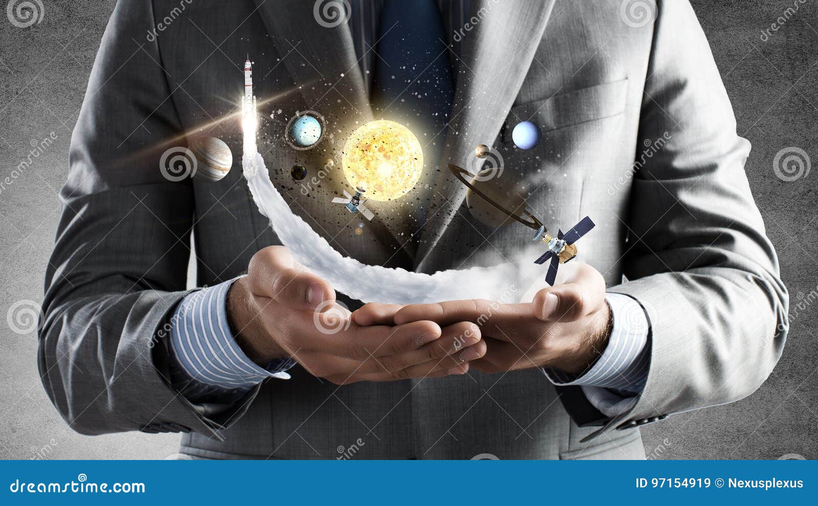 Solar system in hands stock image. Image of universe - 97154919