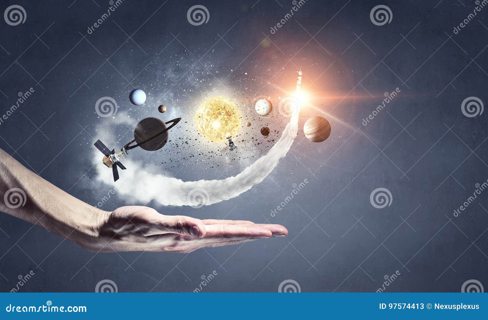 Solar system in hands stock image. Image of save, nature - 97574413