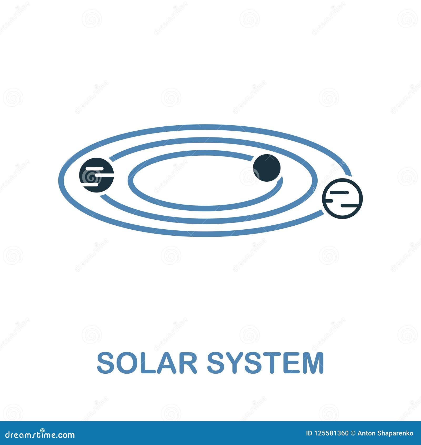 Solar System Icon in 2 Color Design. Pixel Perfect Simple Pictogram ...