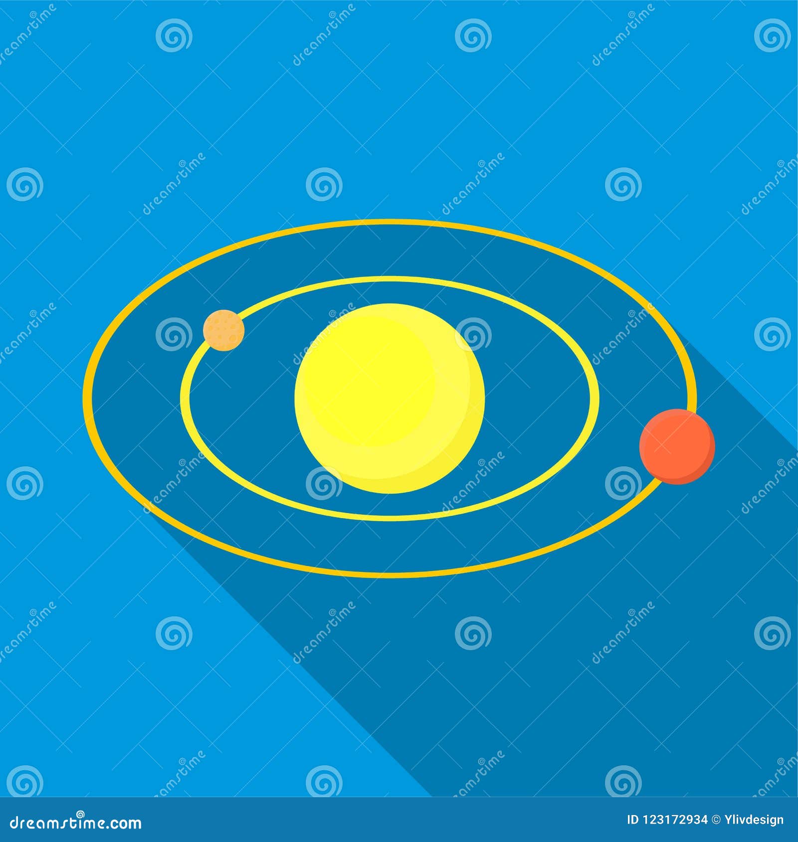 Solar System Icon, Flat Style Stock Illustration - Illustration of ...