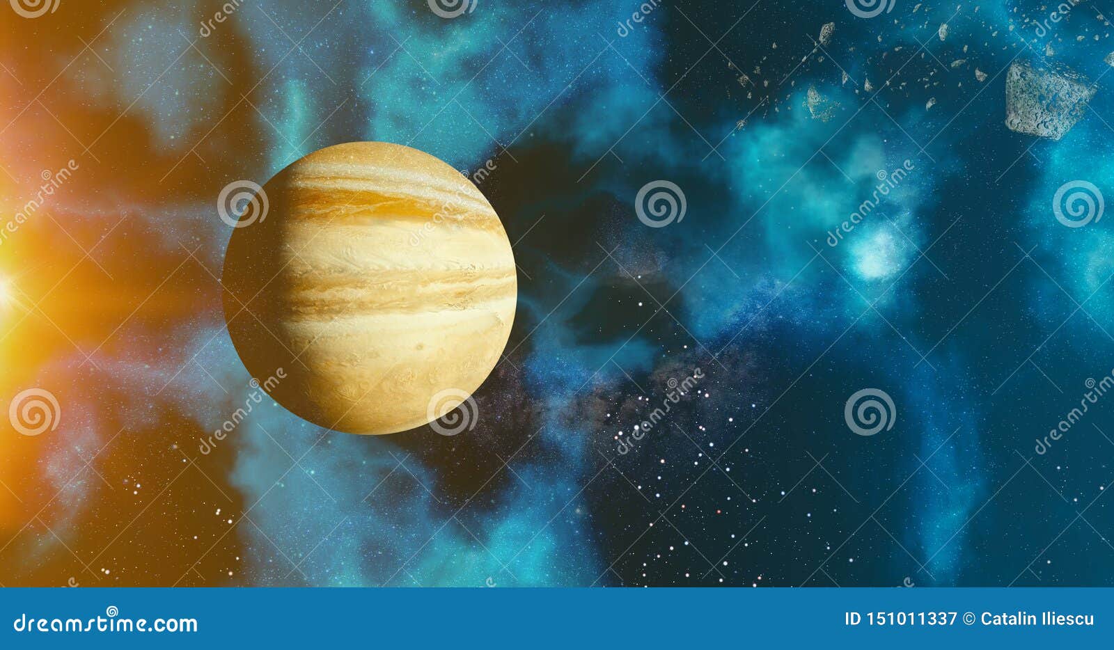 The Solar System Jupiter Planet Concept Over Galactic Background ...