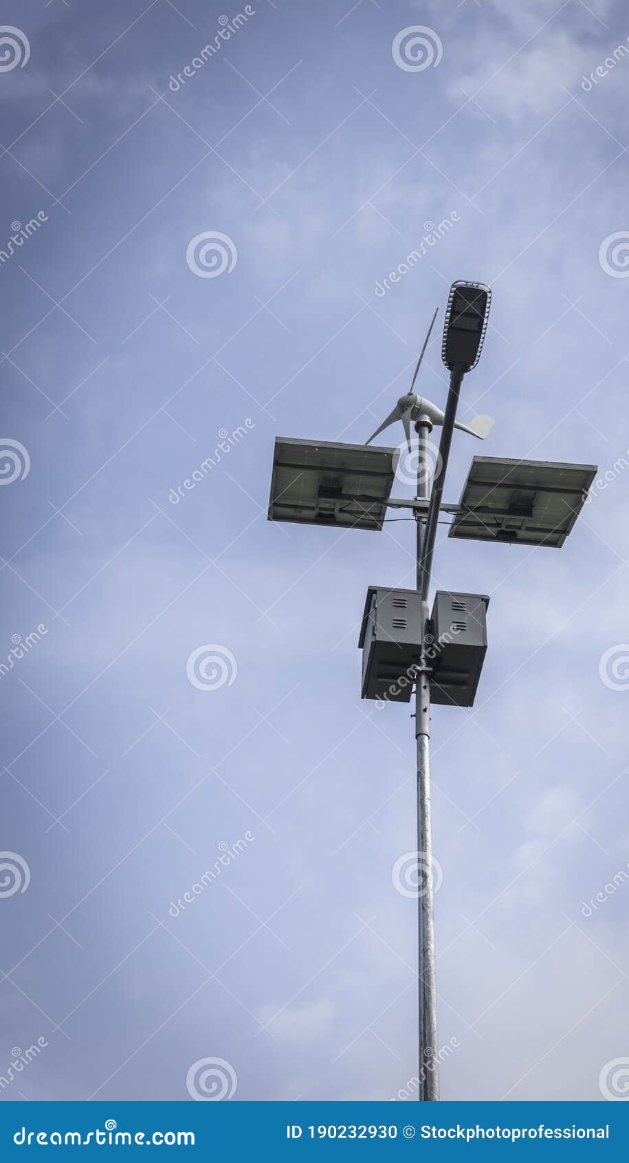 Solar system lighting pole stock photo. Image of efficiency - 190232930