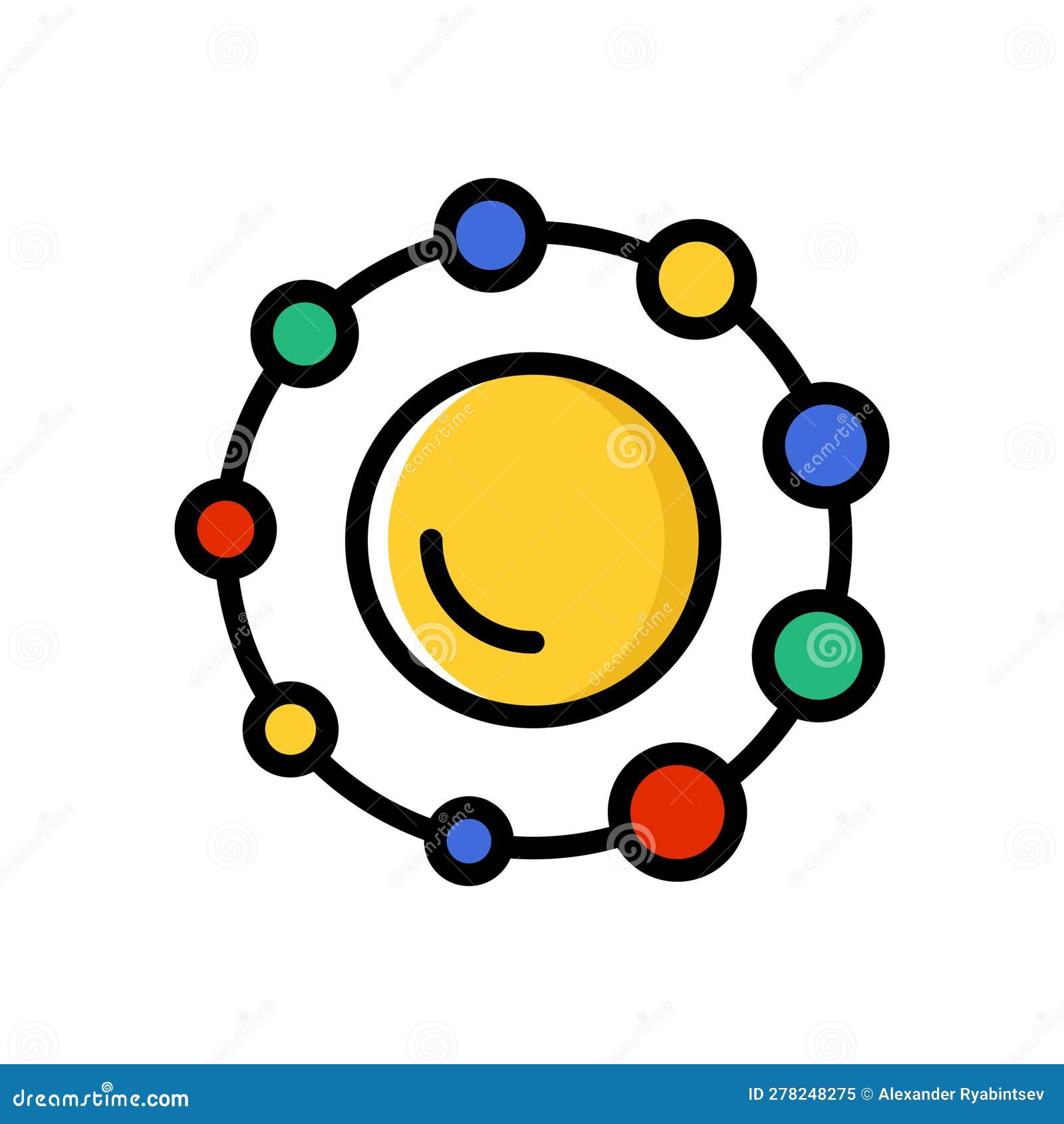 Solar System Line Colourful Vector Illustration. Space Concept Icon ...