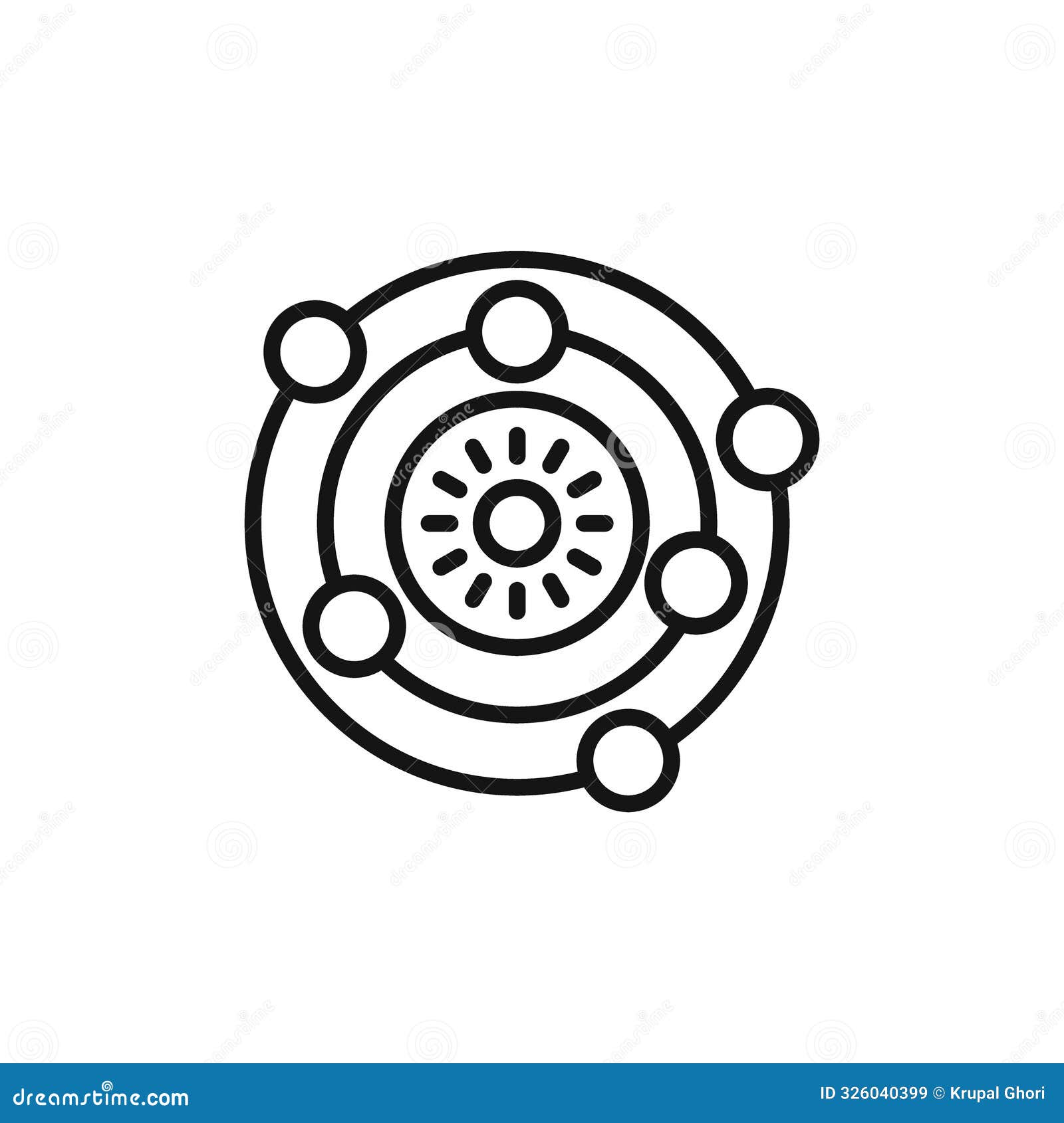 Solar System Logo Sign Vector Outline Stock Illustration - Illustration ...