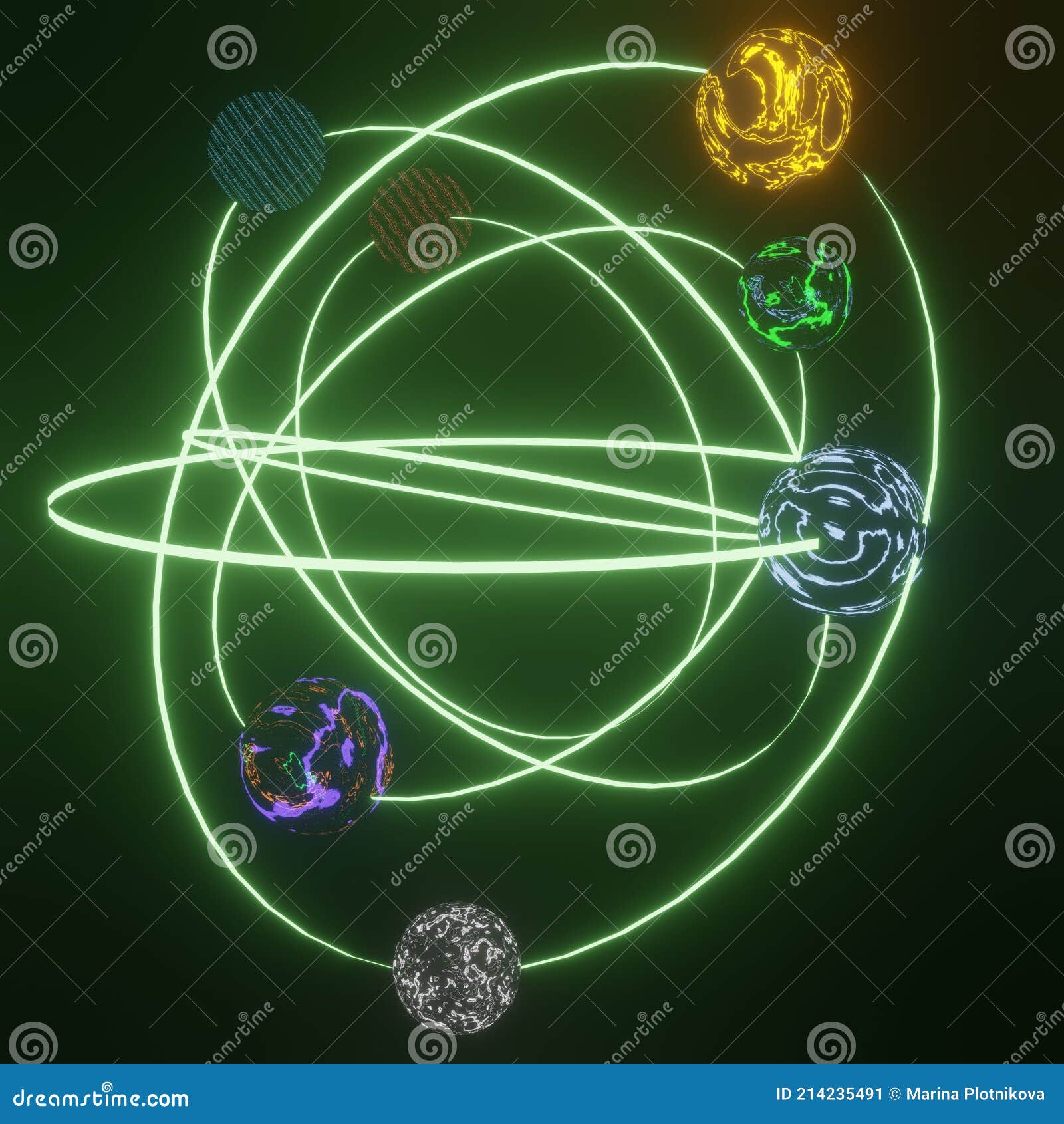 Solar System Model, 3d Rendering Stock Illustration - Illustration of ...