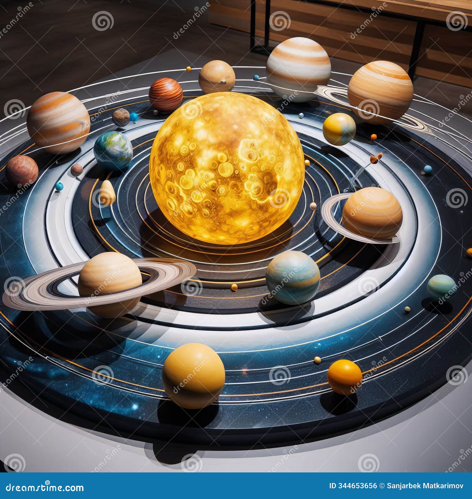 Solar System Model with Planets Stock Illustration - Illustration of ...