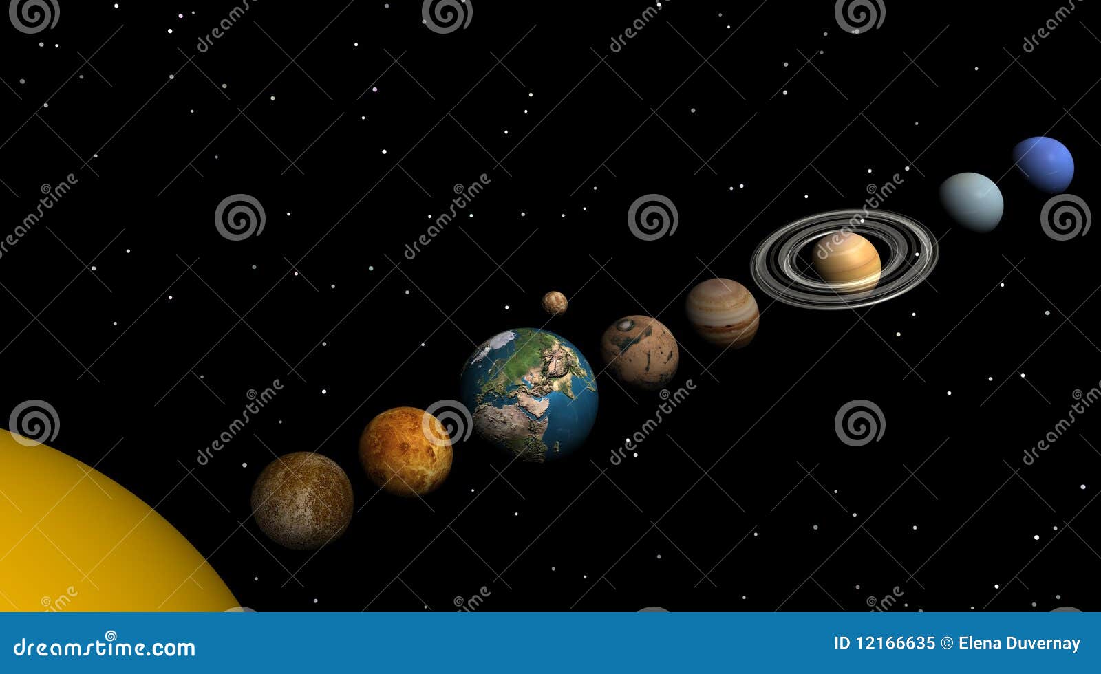 Solar system in the night stock illustration. Illustration of universe ...