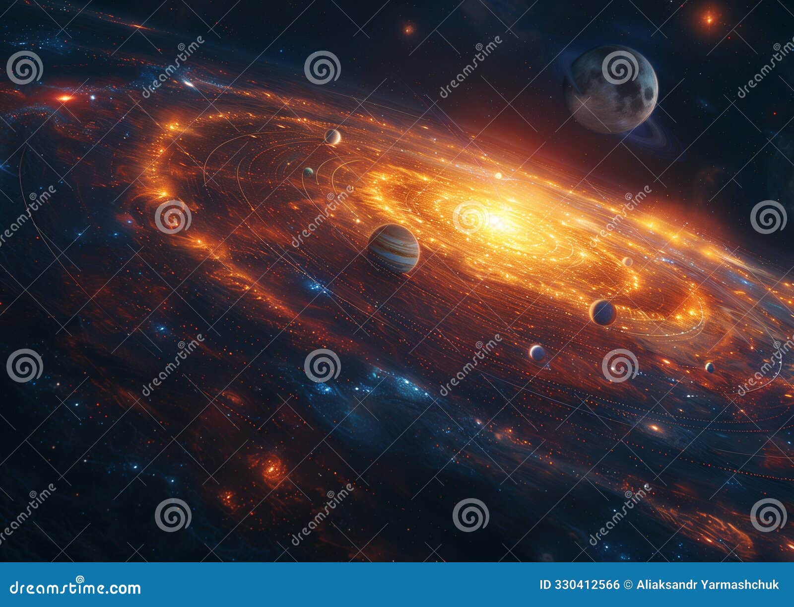 Solar System with Orbits of Planets Stock Illustration - Illustration ...