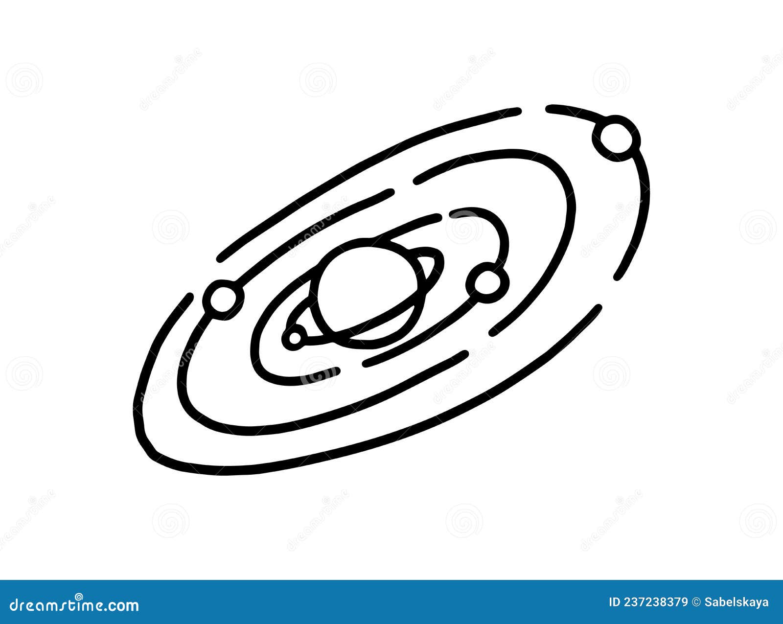Solar System in Outline Doodle Style, Vector Illustration Isolated on ...