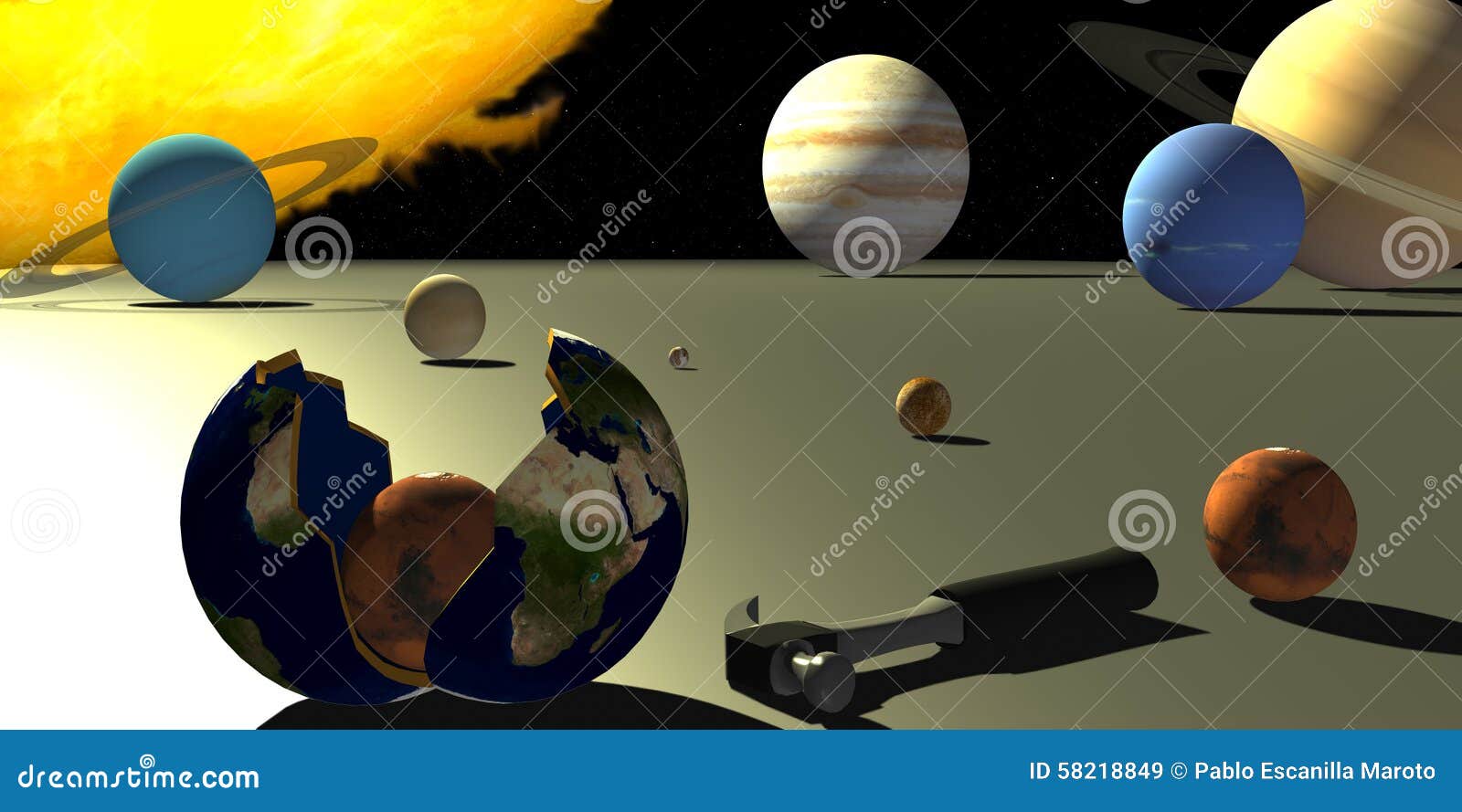 Solar system on a plane stock illustration. Illustration of clip - 58218849