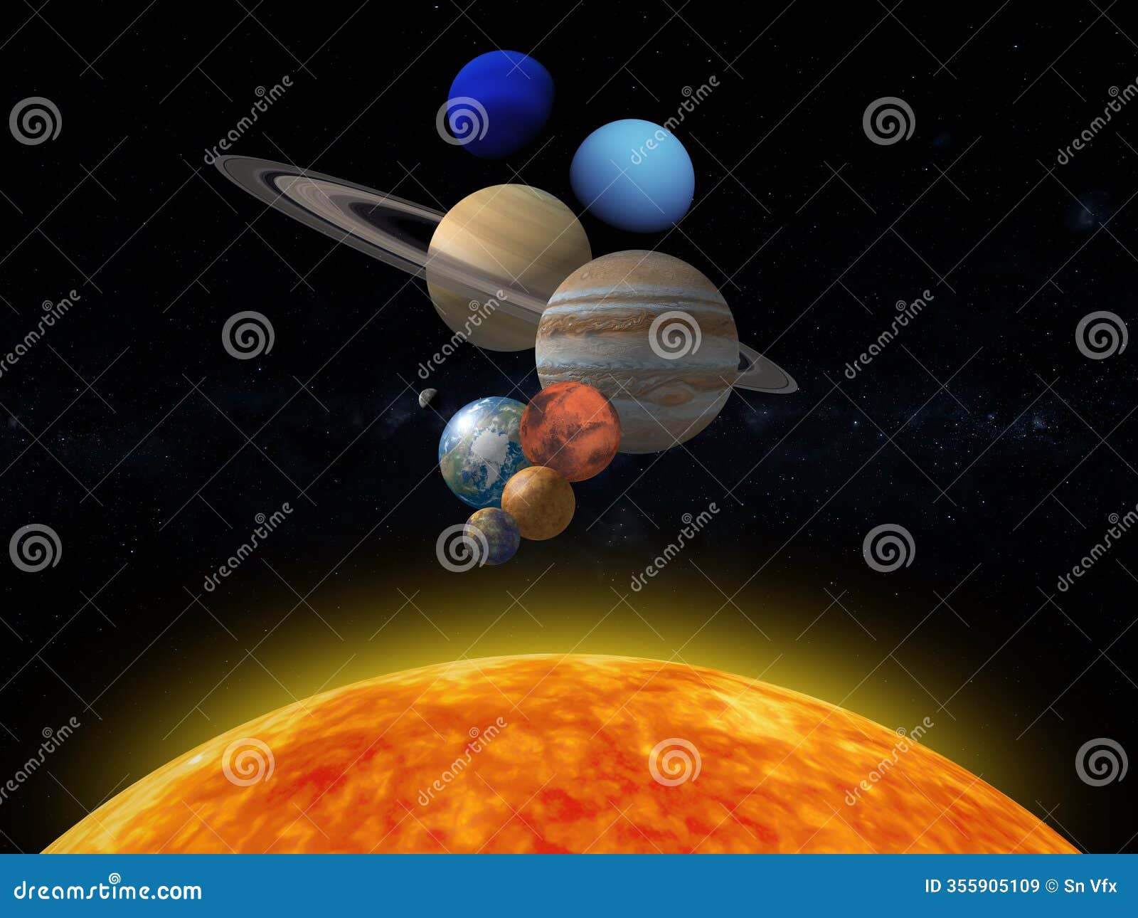 Solar System , Planet Alignment Stock Illustration - Illustration of ...