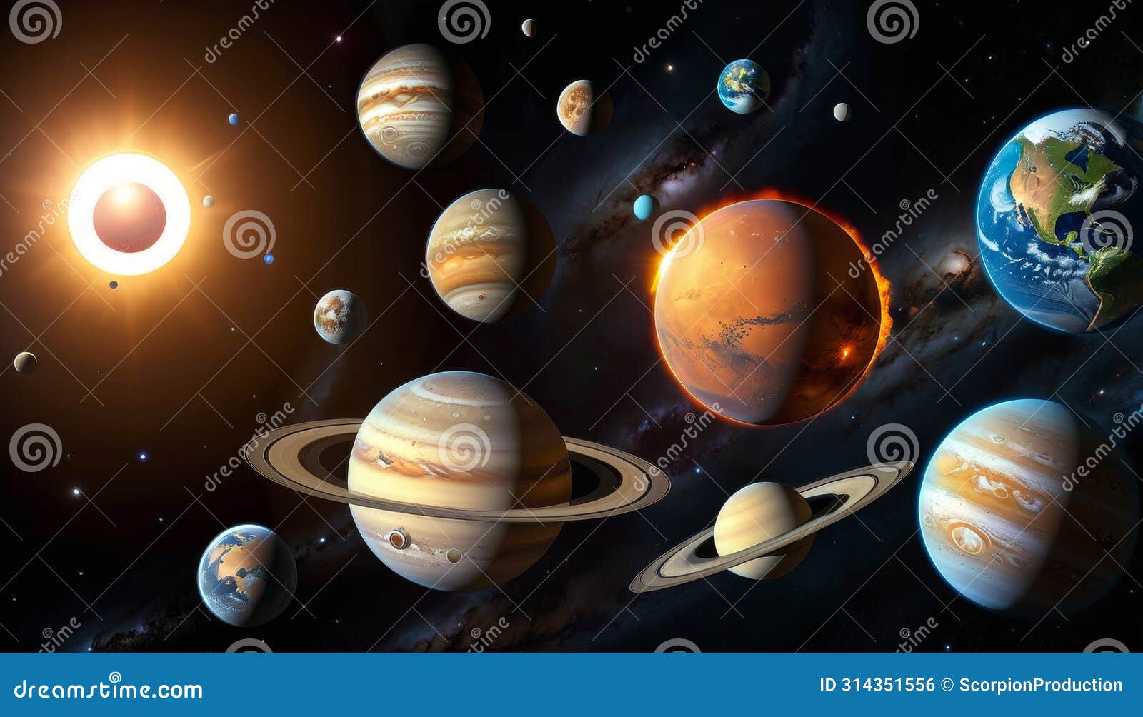 Solar System Planetary Orbits Stock Illustration - Illustration of ...
