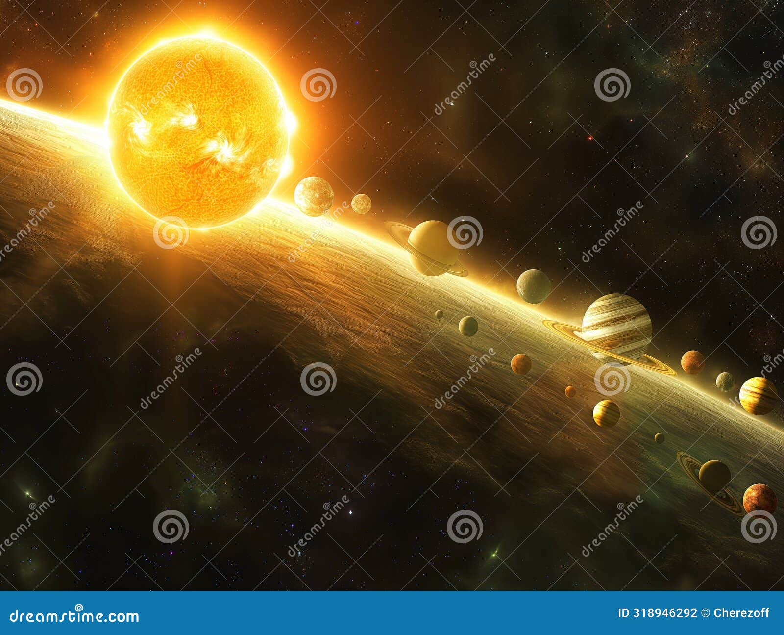 Solar System Planets Aligned in Space Stock Photo - Image of orbit ...