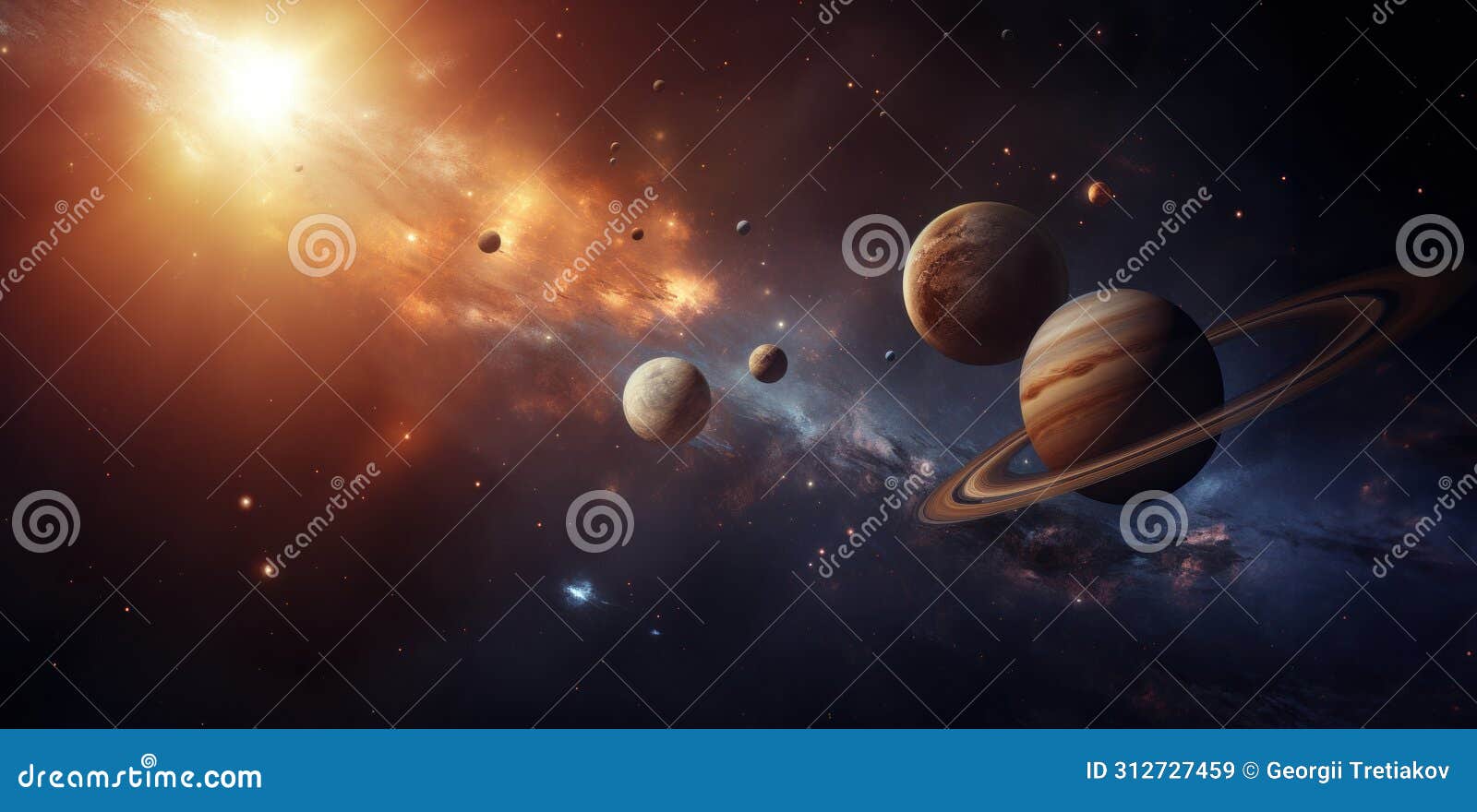 Solar System Planets Aligned with Sun Stock Illustration - Illustration ...