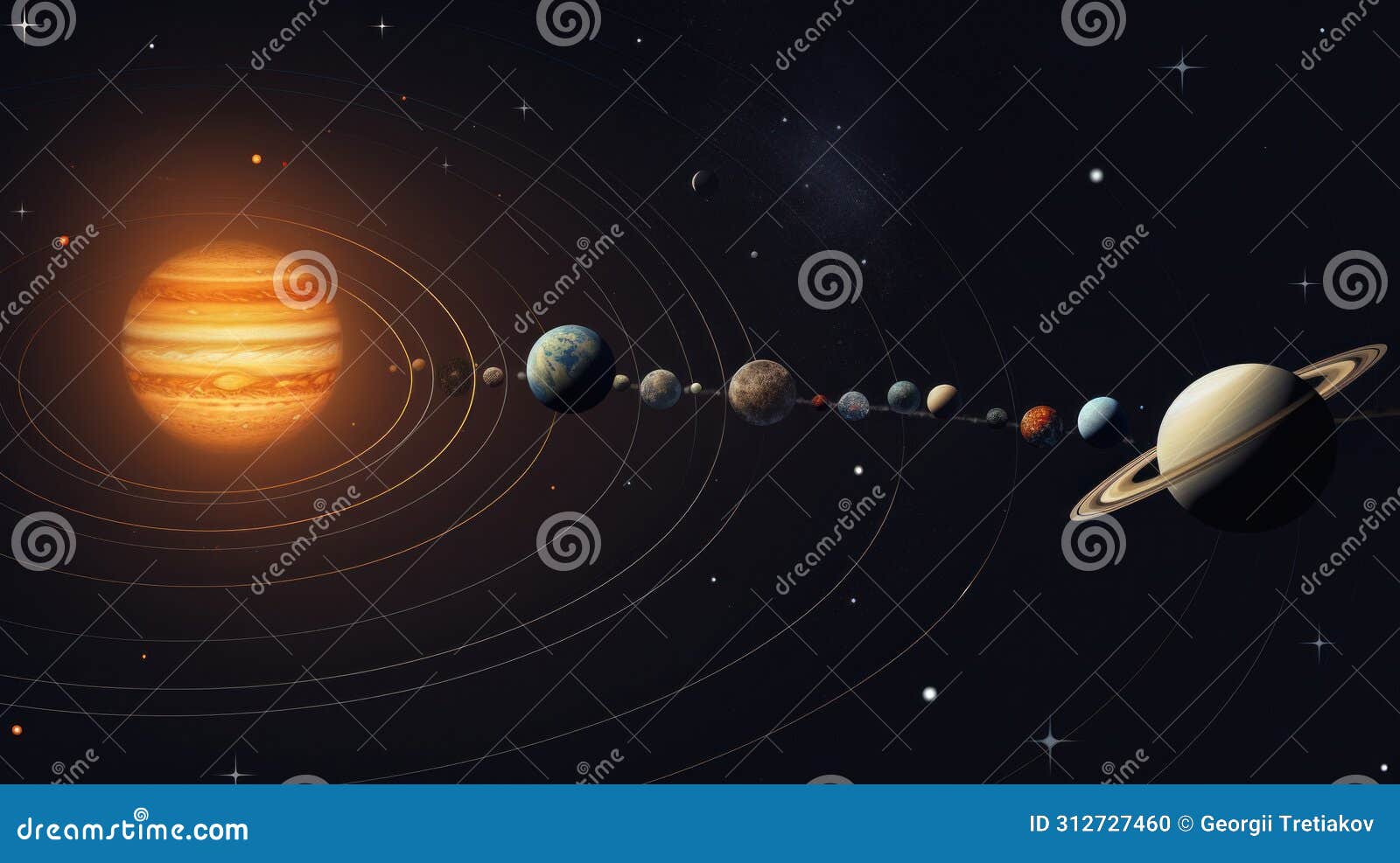 Solar System Planets Aligned with Sun Stock Illustration - Illustration ...