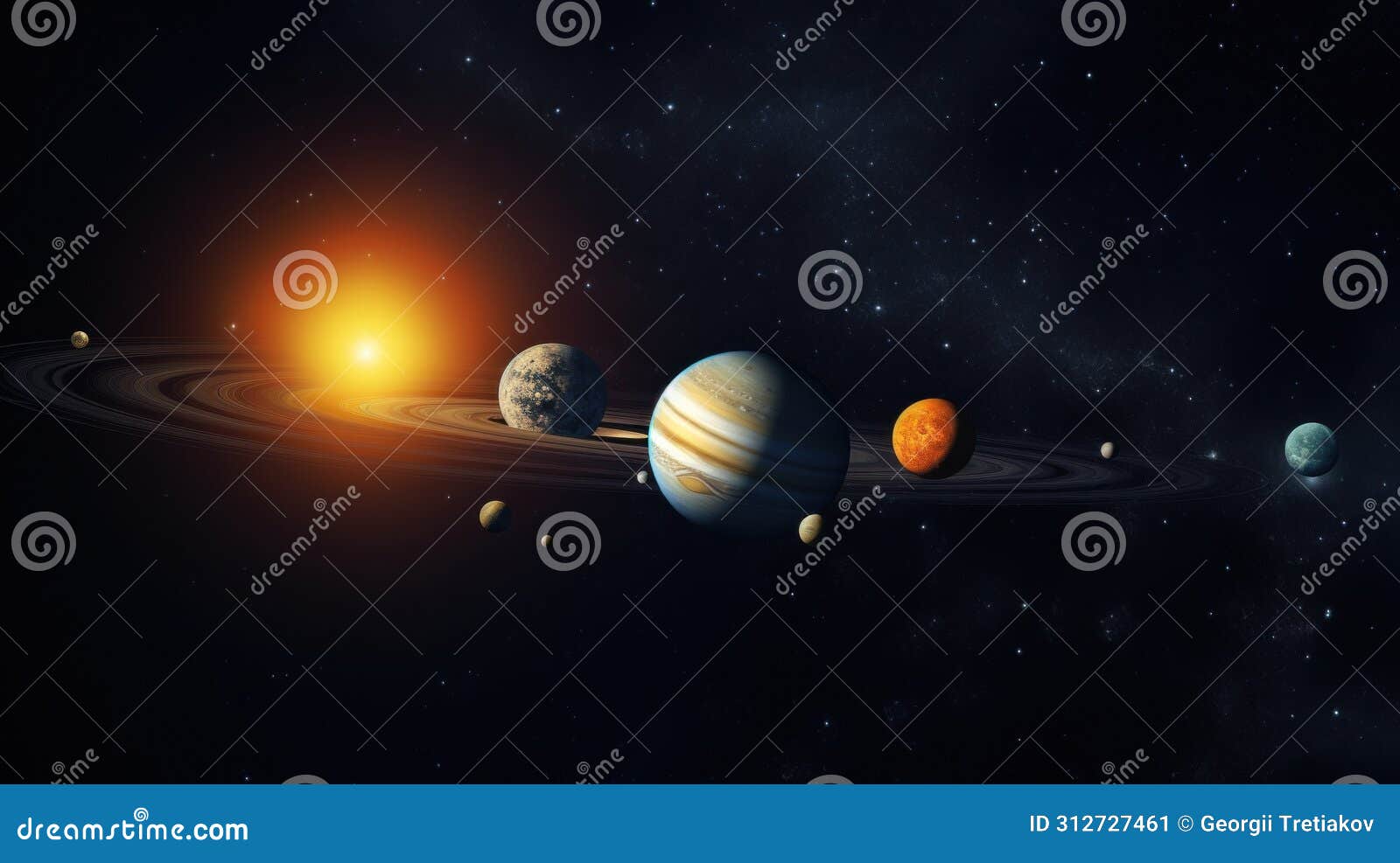 Solar System Planets Aligned with Sun Stock Illustration - Illustration ...