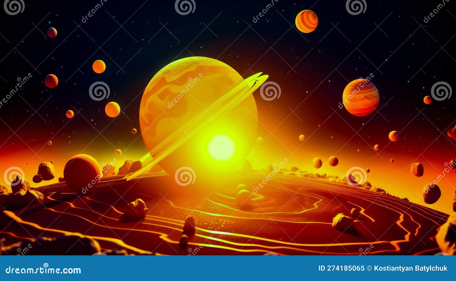 Solar System with Planets in the Background. Generative AI Stock ...