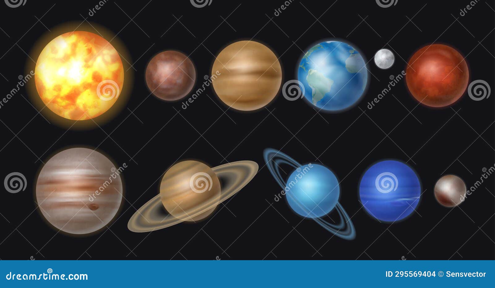 Solar System Planets, Celestial Bodies Stock Vector - Illustration of ...