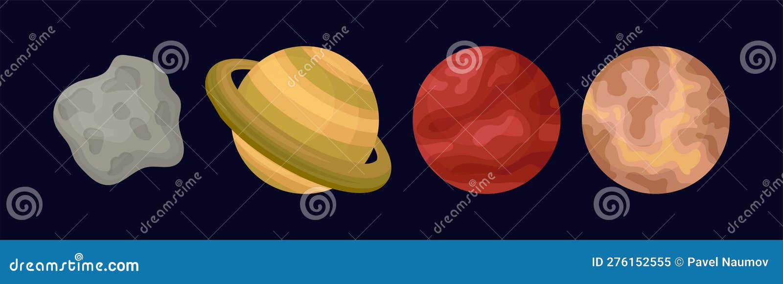 Solar System Planets and Celestial Body Vector Set Stock Illustration ...