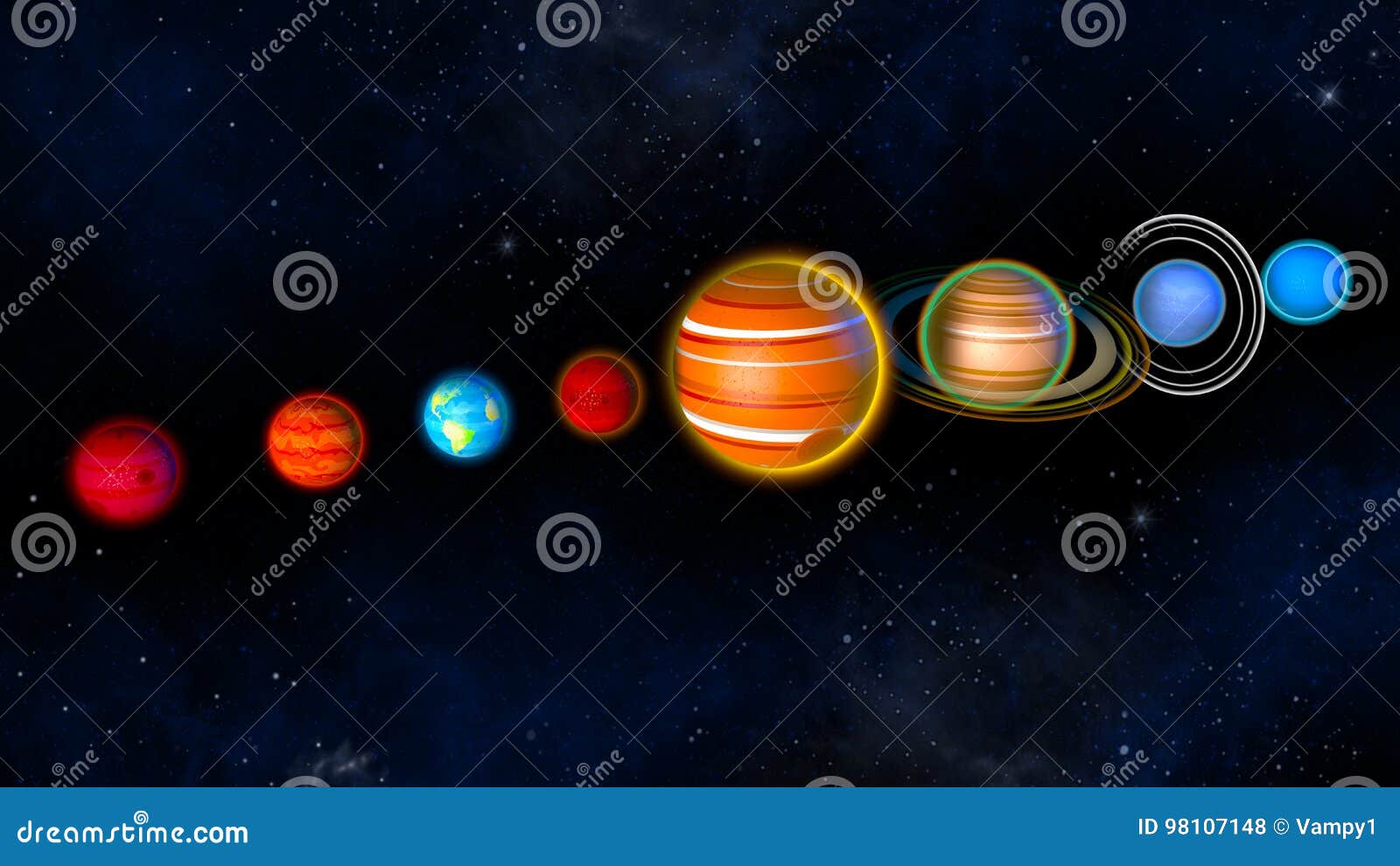 Solar System Planets. 3d Rendering Stock Illustration - Illustration of ...