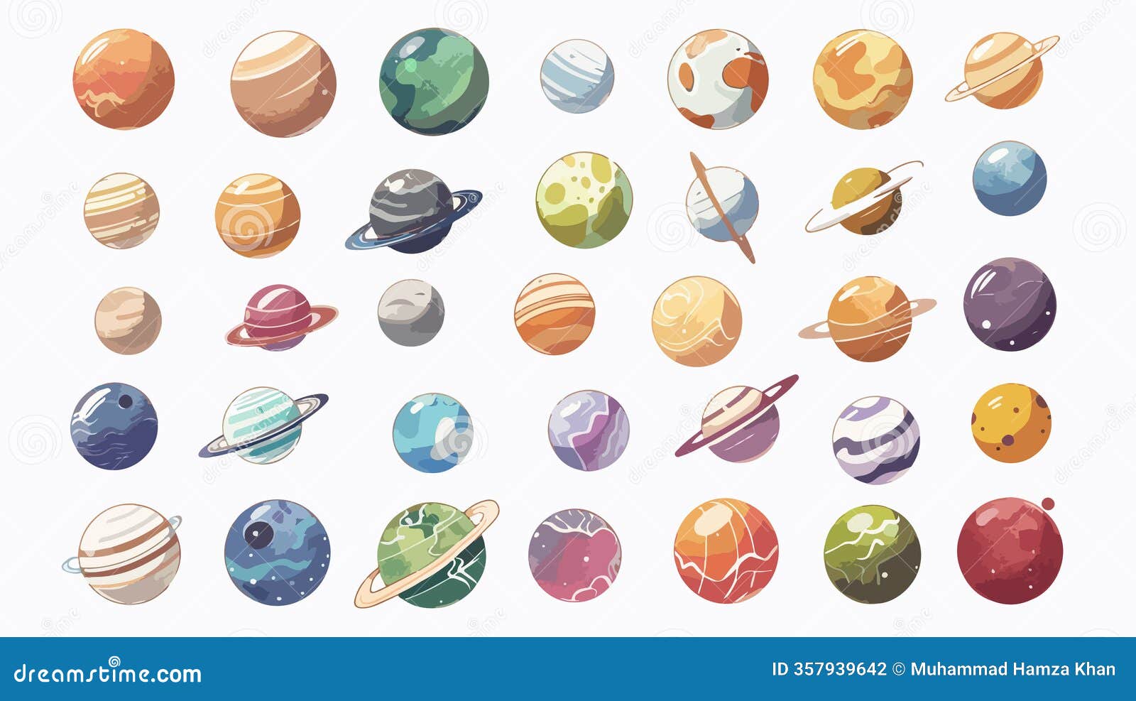Set Of Planets Icons. Simple Line Art Style Icons Pack. Vector ...