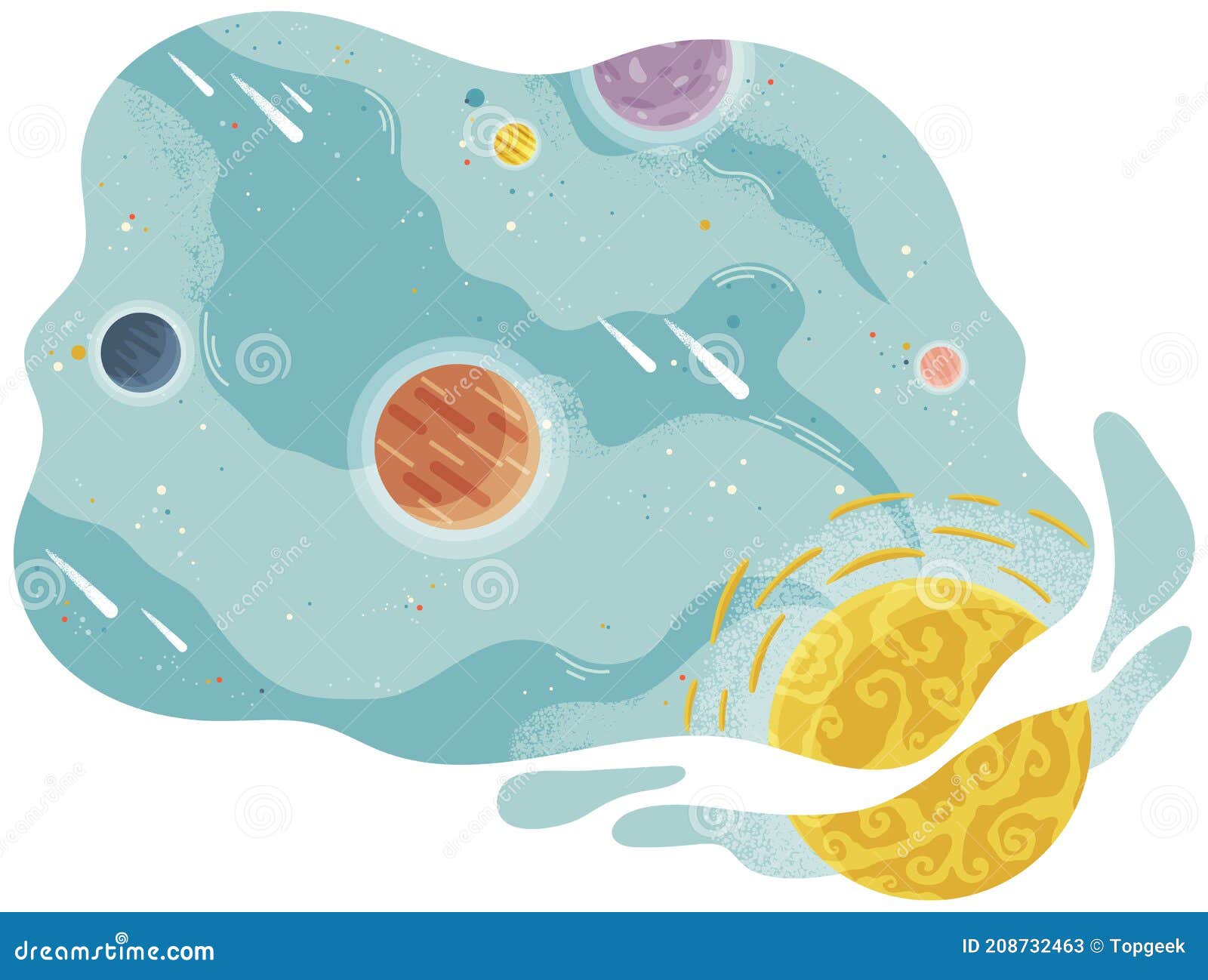Solar System Of Planets, Vector Illustration With Large And Small ...