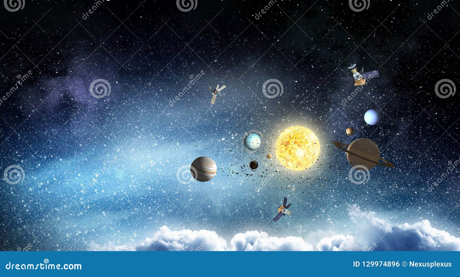 Solar System Planets . Mixed Media Stock Illustration - Illustration of ...