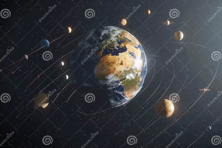 Solar System Planets Orbiting Around the Sun with Earth in the ...