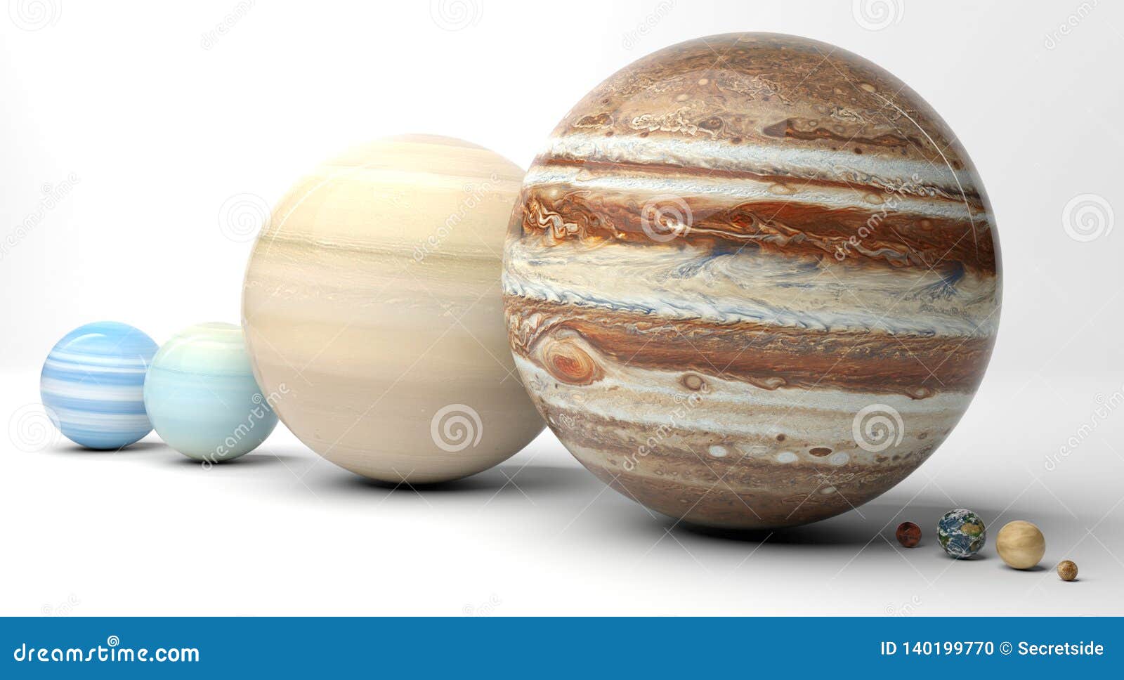 Solar System Planets Size Comparison Stock Illustration - Illustration ...
