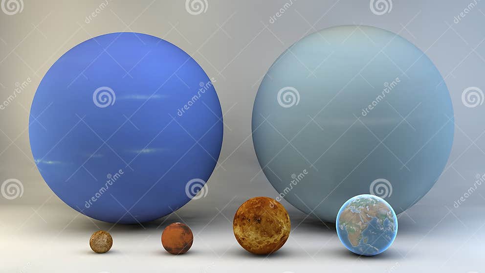 Solar System, Planets, Sizes, Dimensions Stock Illustration ...