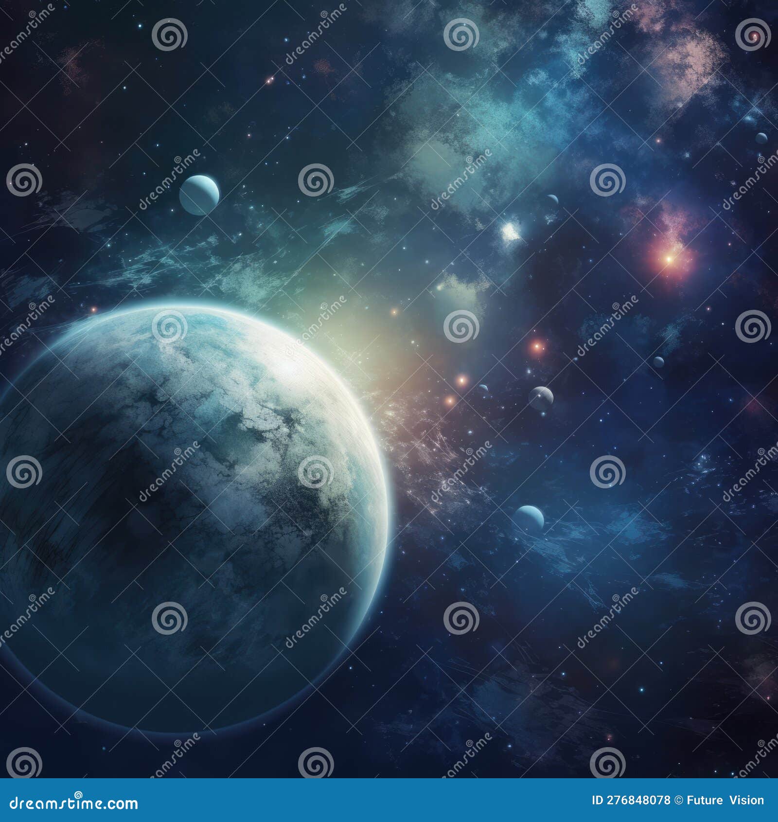 Solar System with Planets and Stars on Night Sky, Created Using ...