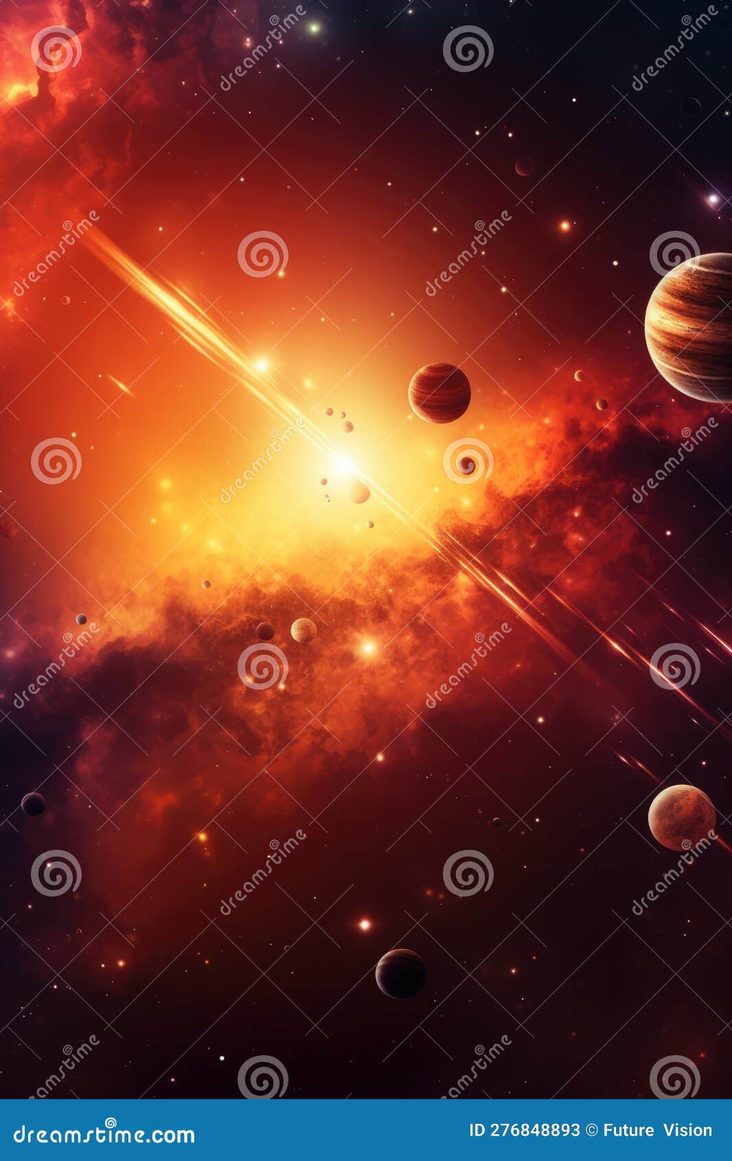 Solar System with Planets and Stars on Night Sky, Created Using ...