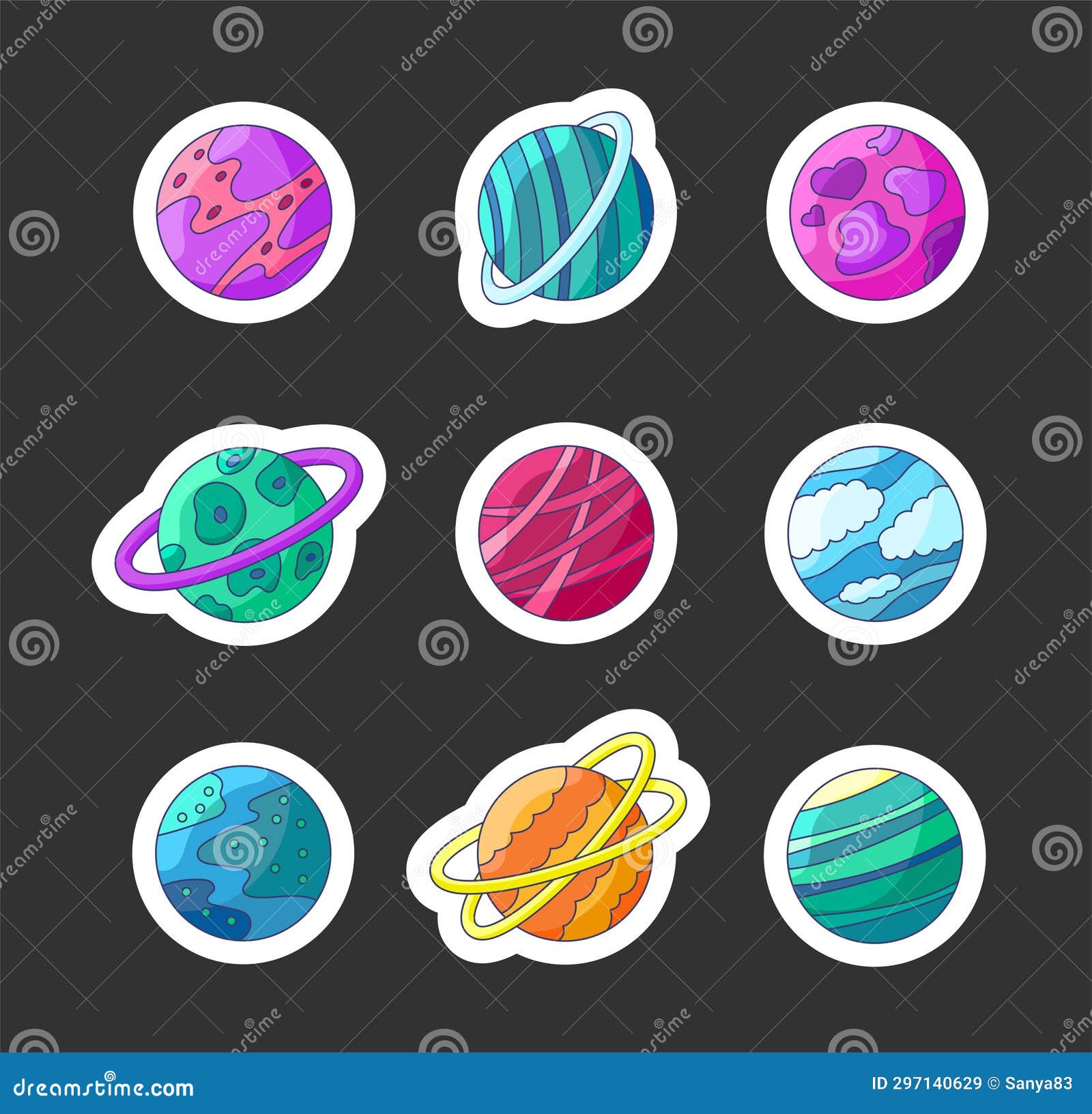Solar System with Planets. Sticker Bookmark Stock Vector - Illustration ...