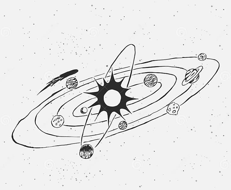 Solar system doodle stock vector. Illustration of astronomy - 112138948