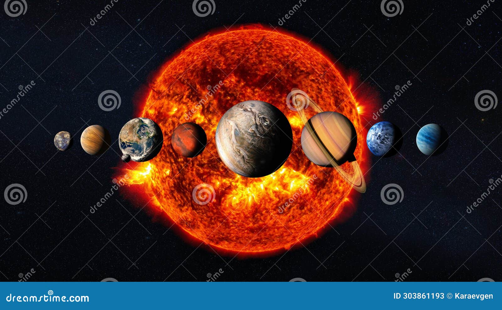 Solar System Planets with Sun and Stars. Elements of this Image ...