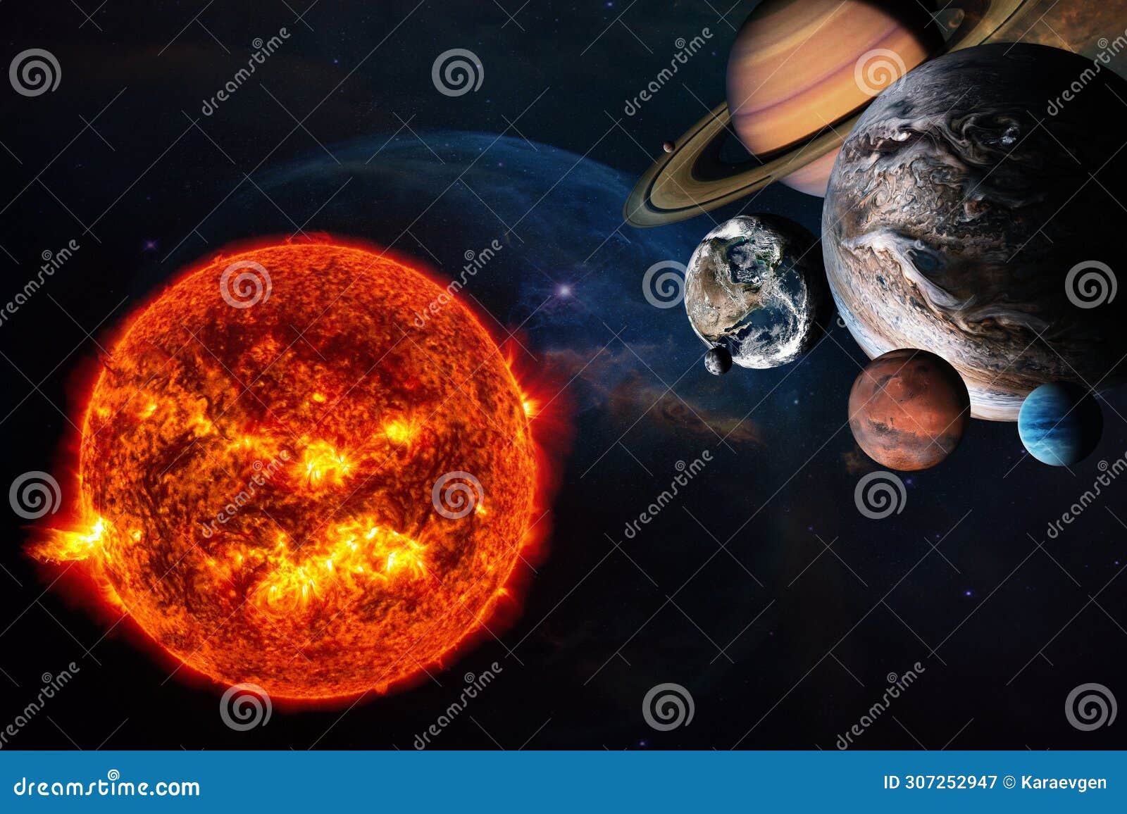 Solar System Planets with Sun and Stars. Elements of this Image ...