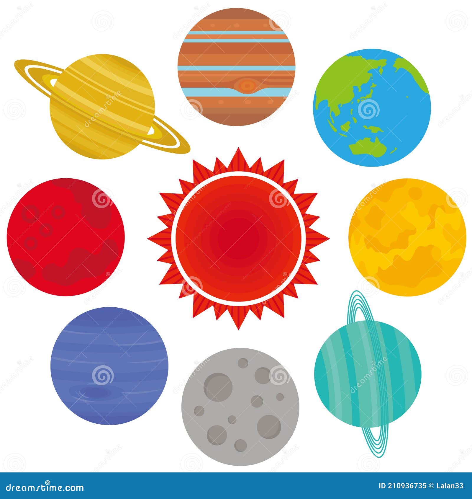 The Solar System Planets. Vector Icons. Stock Vector - Illustration of ...