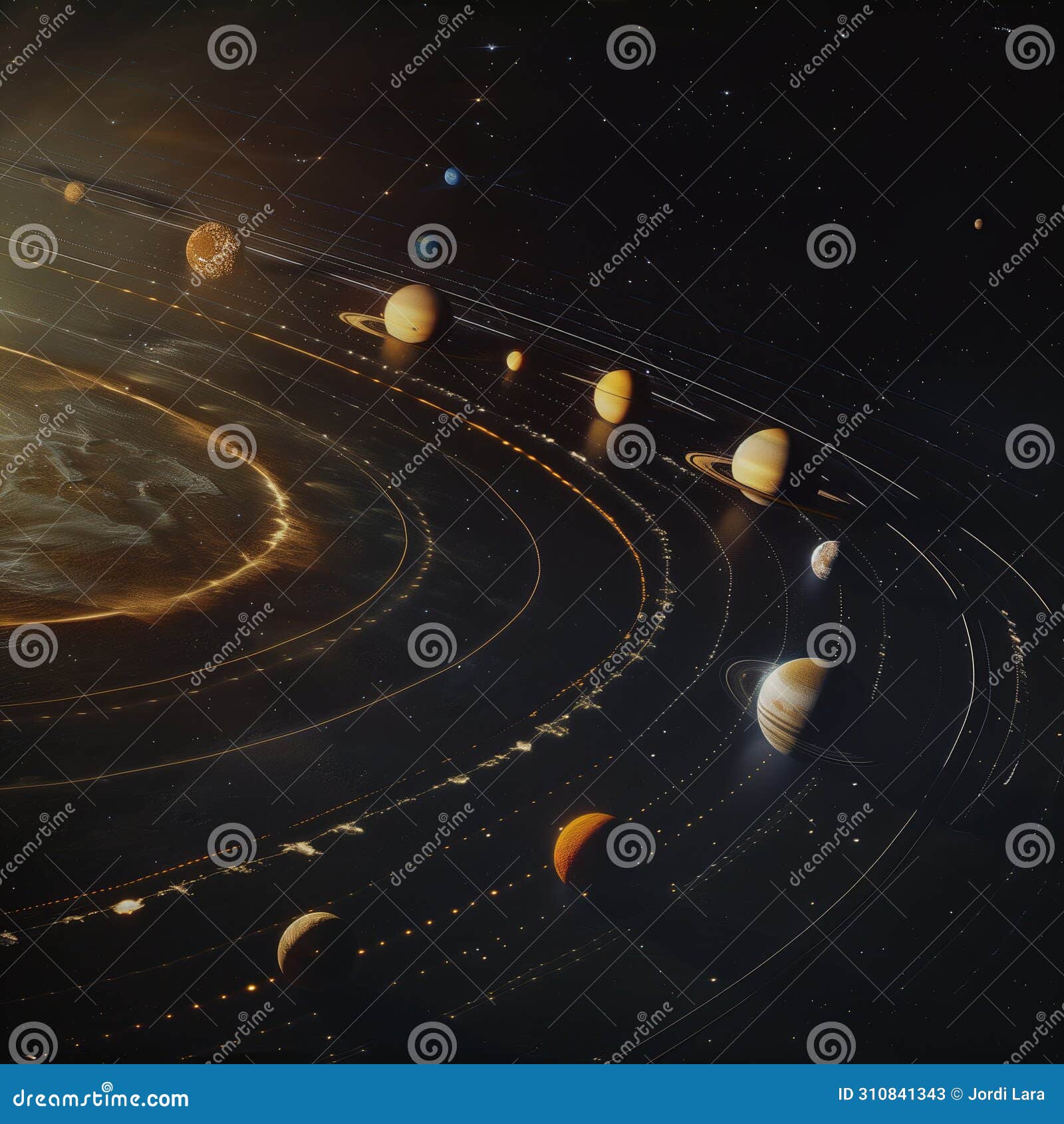 The Solar System Rotating Very Fast Stock Illustration - Illustration ...