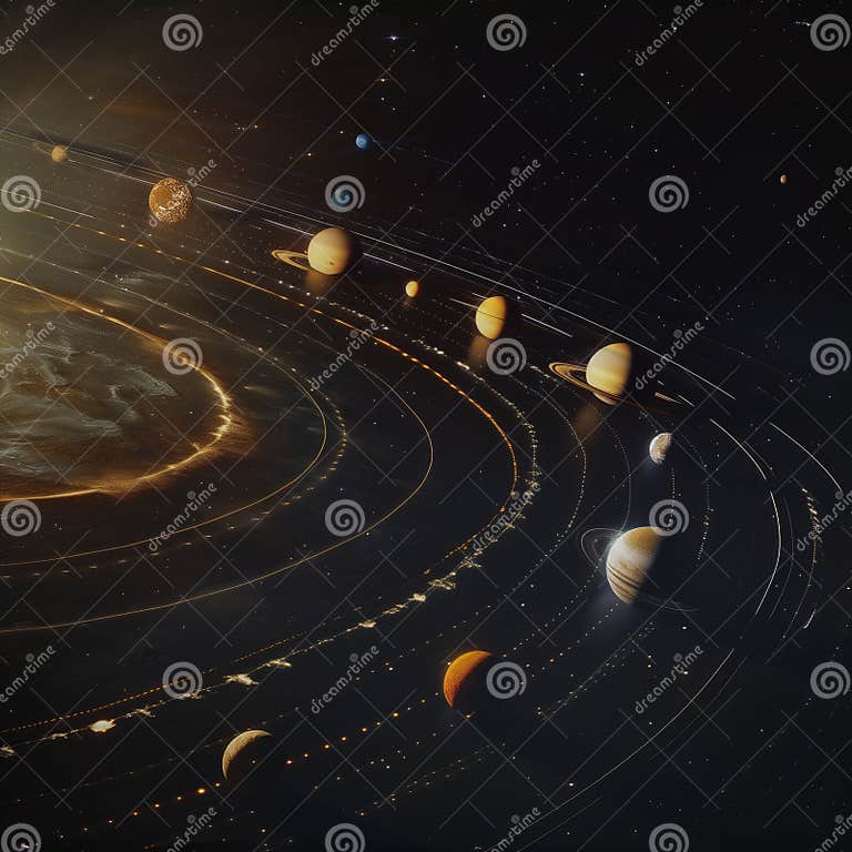 The Solar System Rotating Very Fast Stock Illustration - Illustration ...