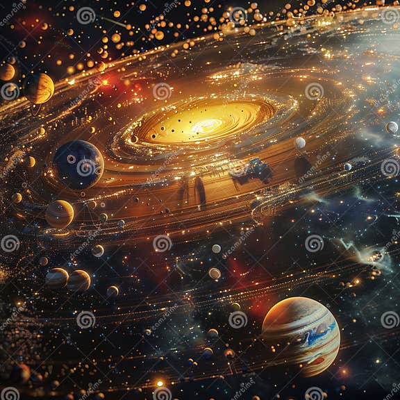 The Solar System Rotating Very Fast Stock Illustration - Illustration ...